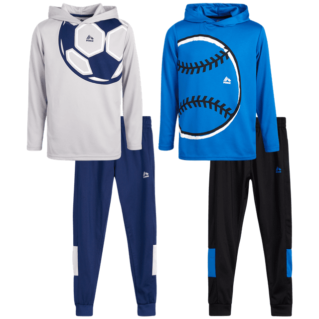 RBX Boys' 4-Piece Jogger Set with Thermal Sports Hoodie and Tricot ...