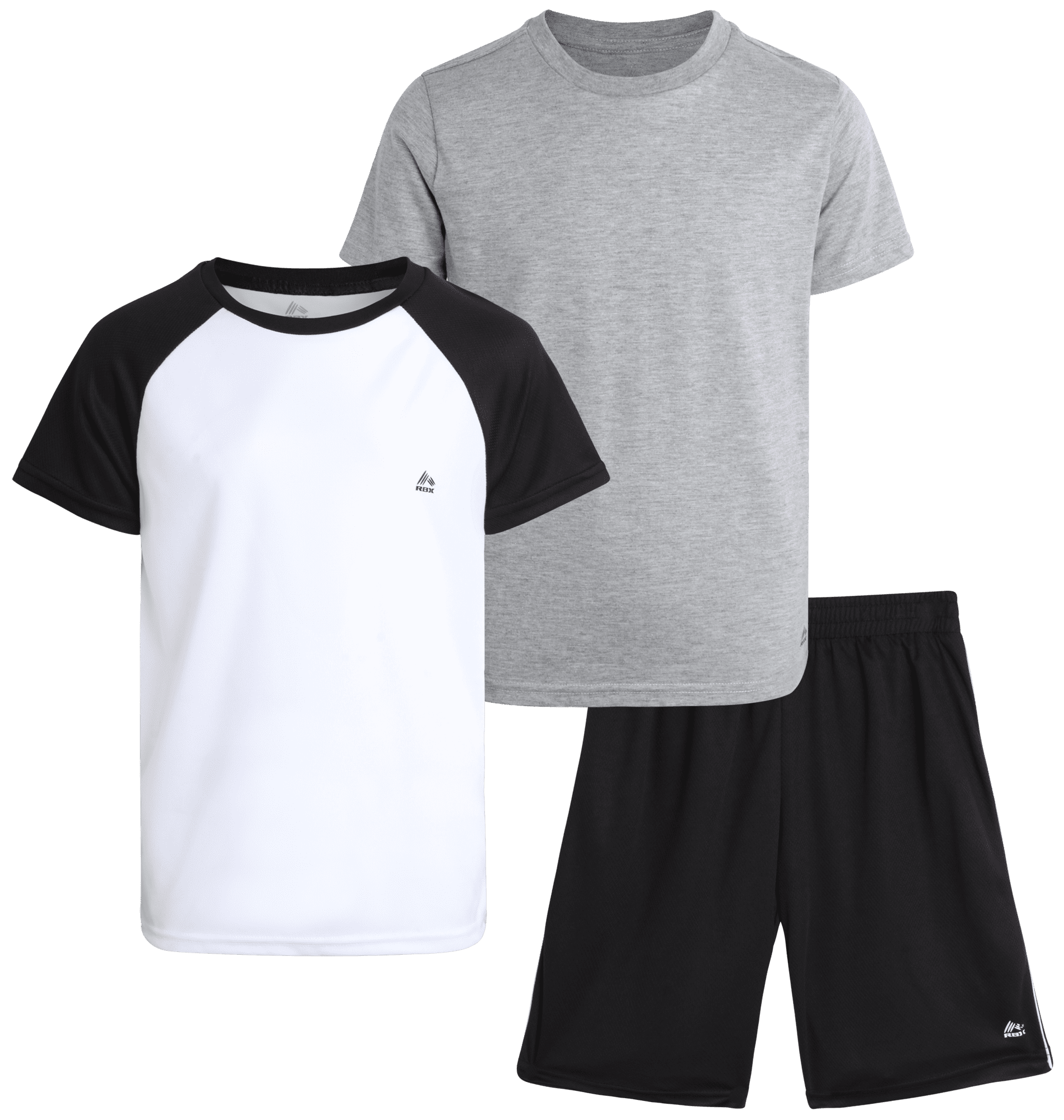 RBX Boys' Shorts Set - 3 Piece Short Sleeve Performance T-Shirt and ...
