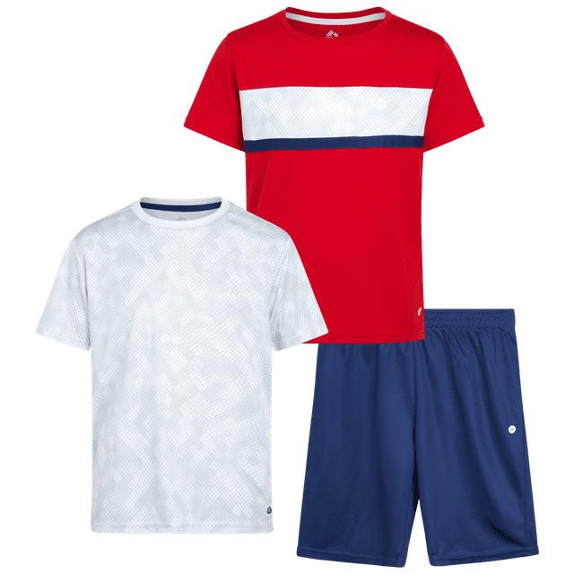 RBX Boys' Shorts Set - 3 Piece Short Sleeve Performance T-Shirt and ...