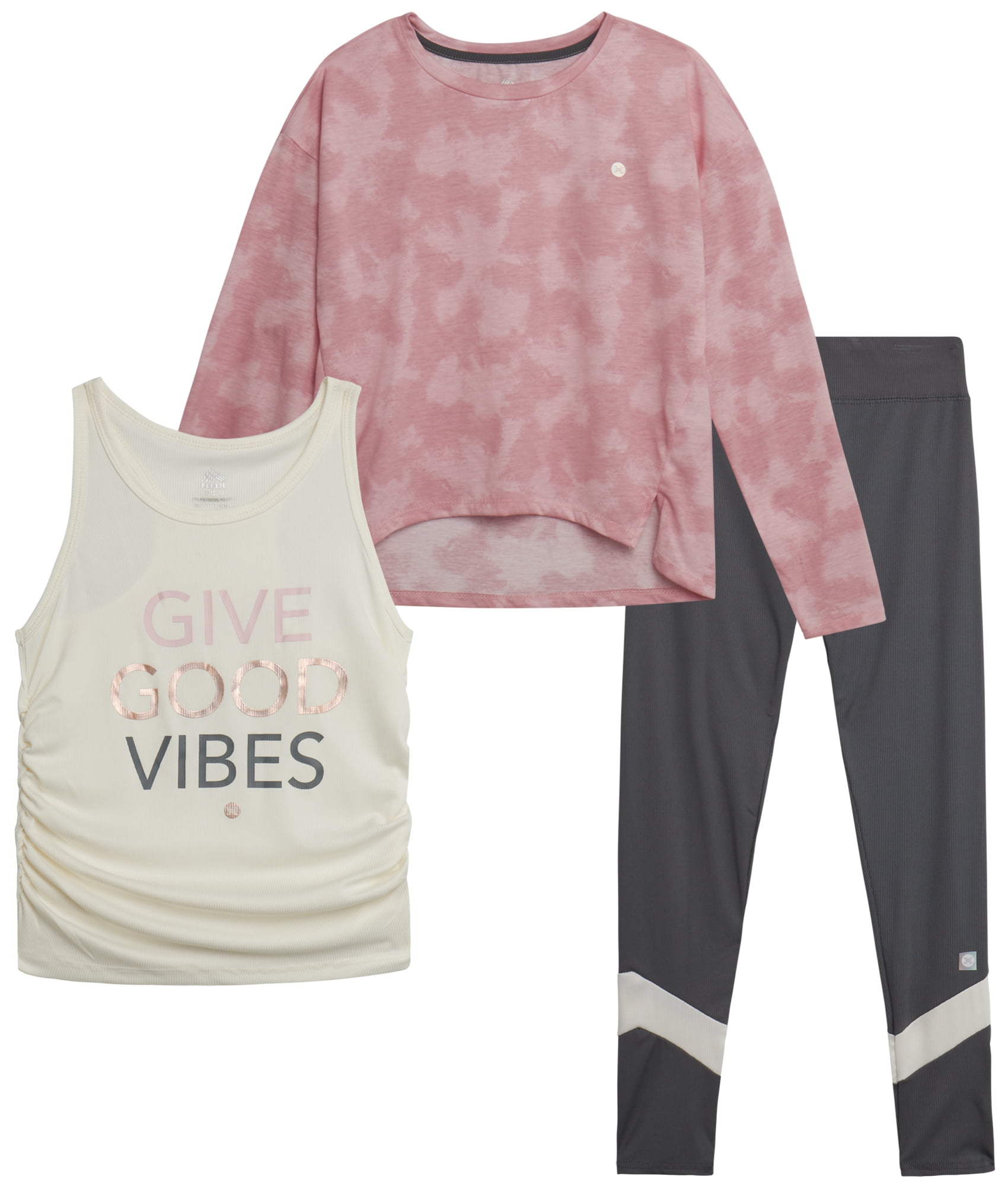 RBX Girls Active Pants Set - 3 Piece Long Sleeve Shirts, Sleeveless ...