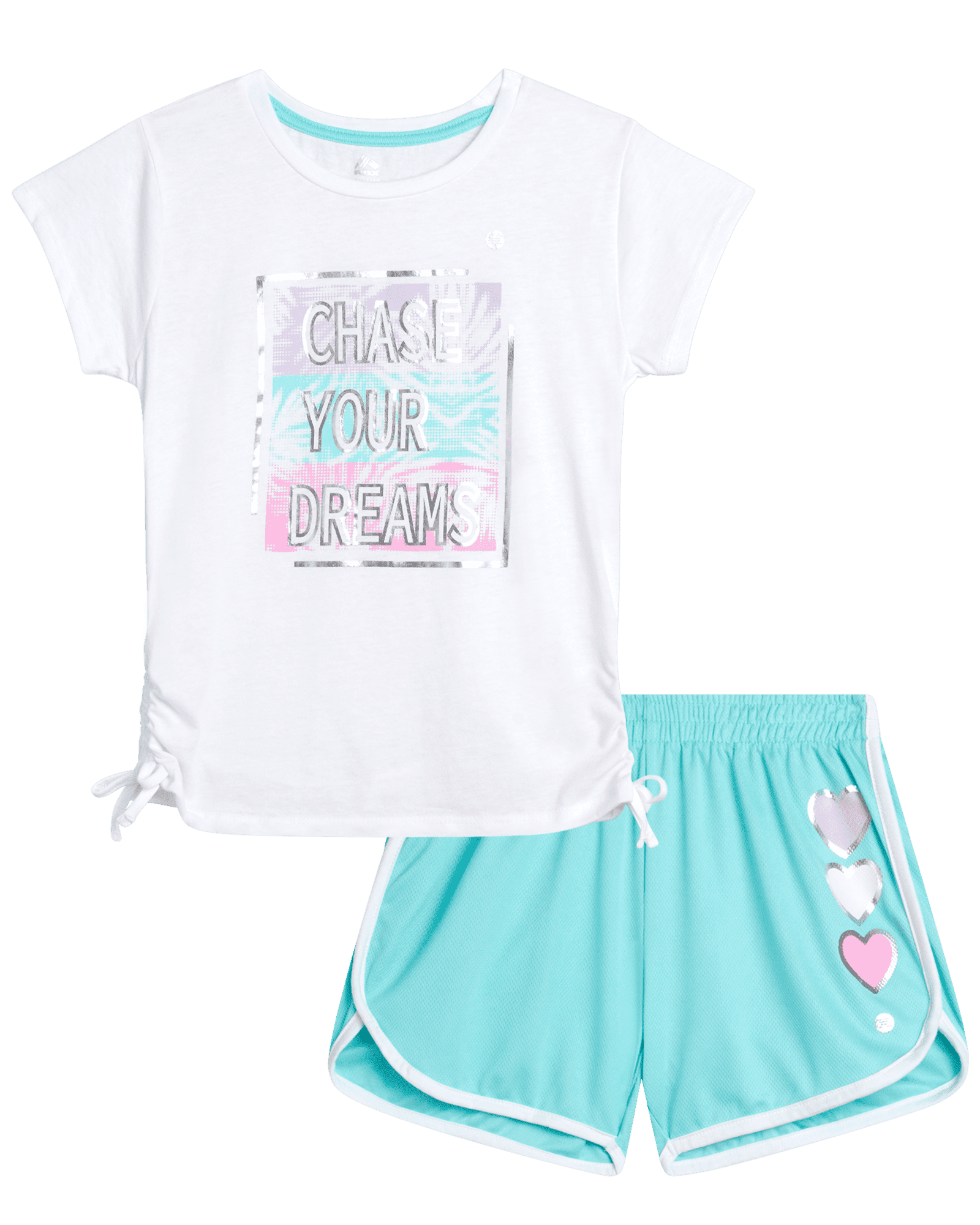 RBX Girls' Active Shorts Set - 2 Piece Short Sleeve T-Shirt and ...