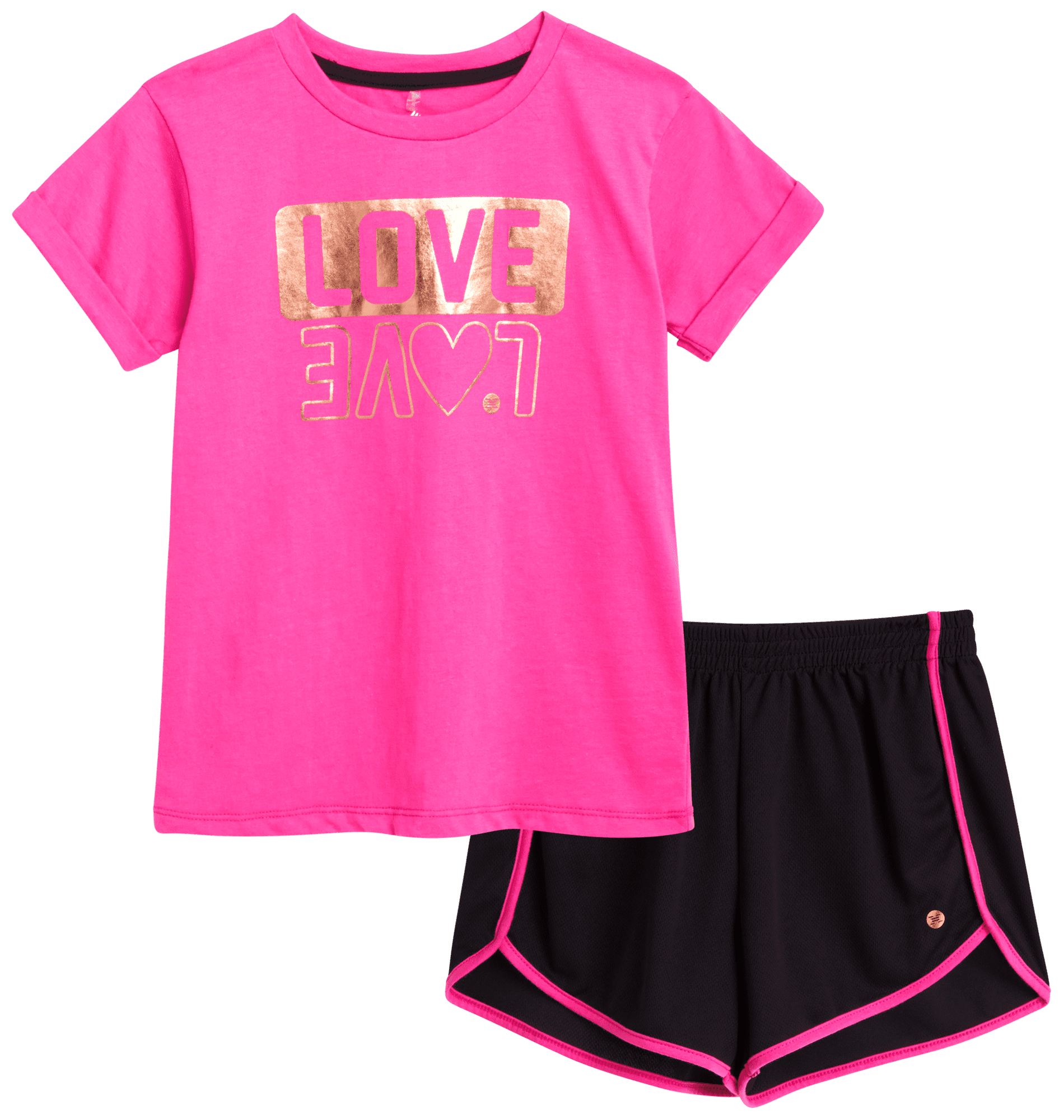 RBX Girls' Active Shorts Set - 2 Piece Short Sleeve T-Shirt and ...