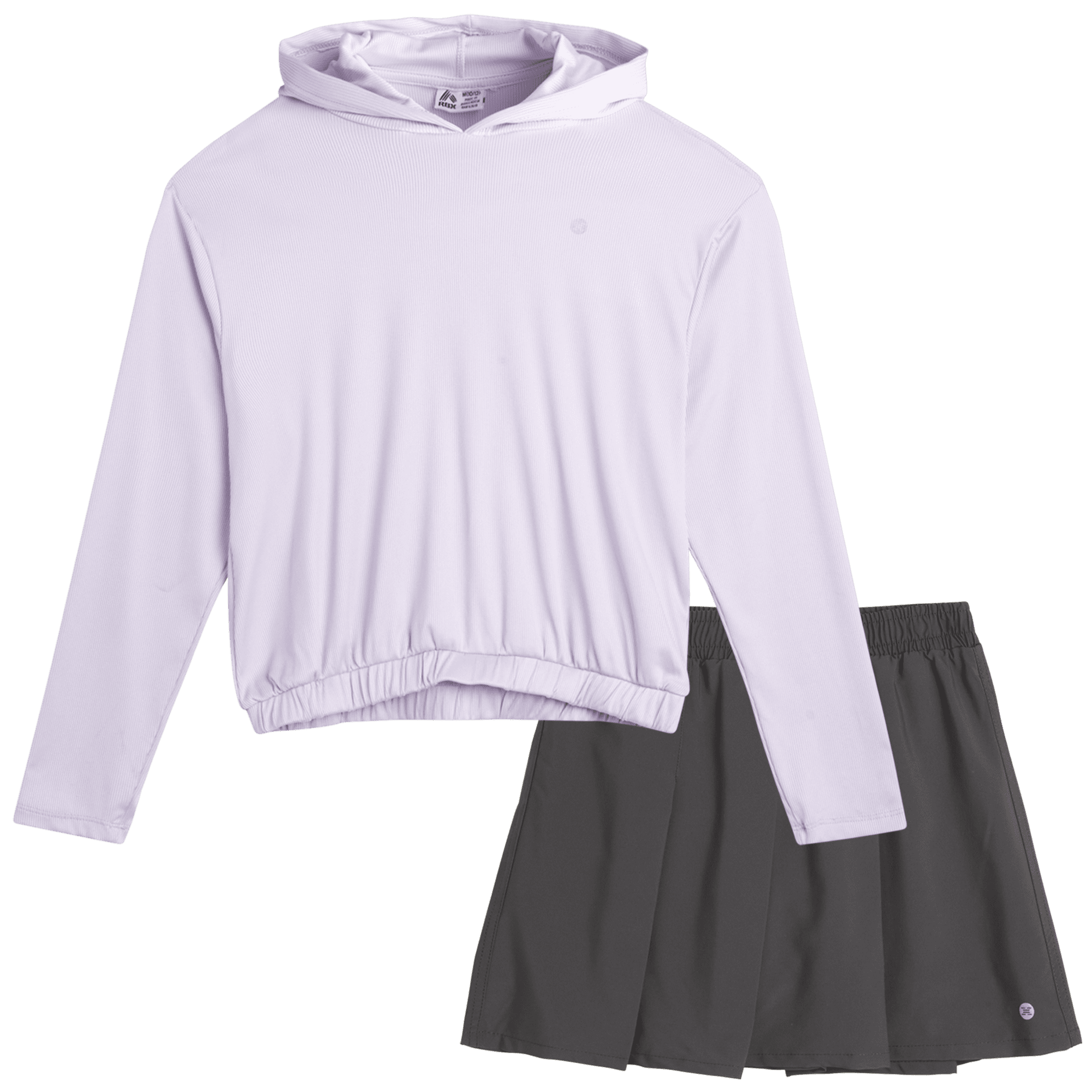 RBX Girls' Active Skort Set - 2 Piece Ribbed Crop Hoodie Sweatshirt and ...