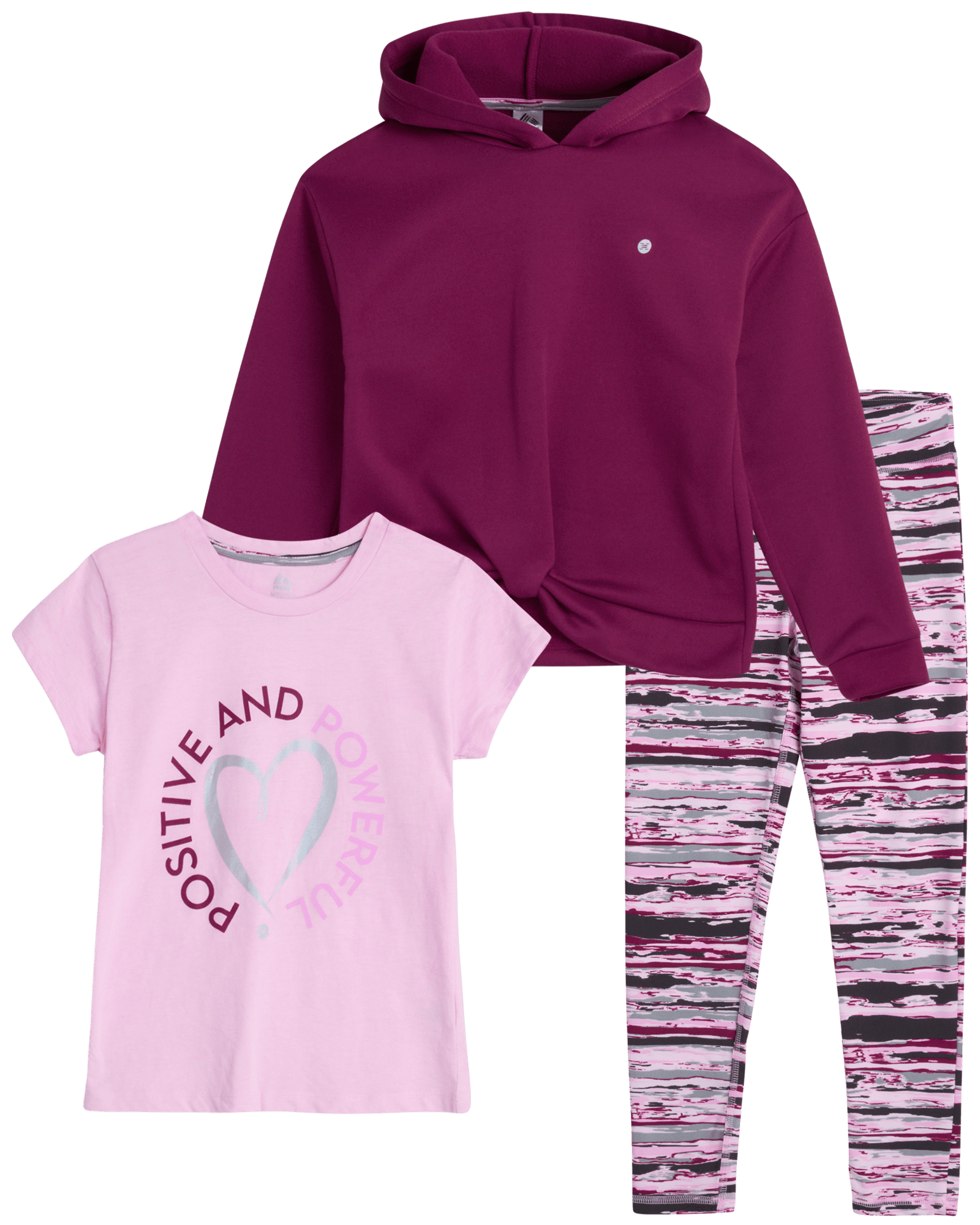 RBX Girls' Legging Set - 3 Piece Fleece Hoodie, Tee, and Leggings ...
