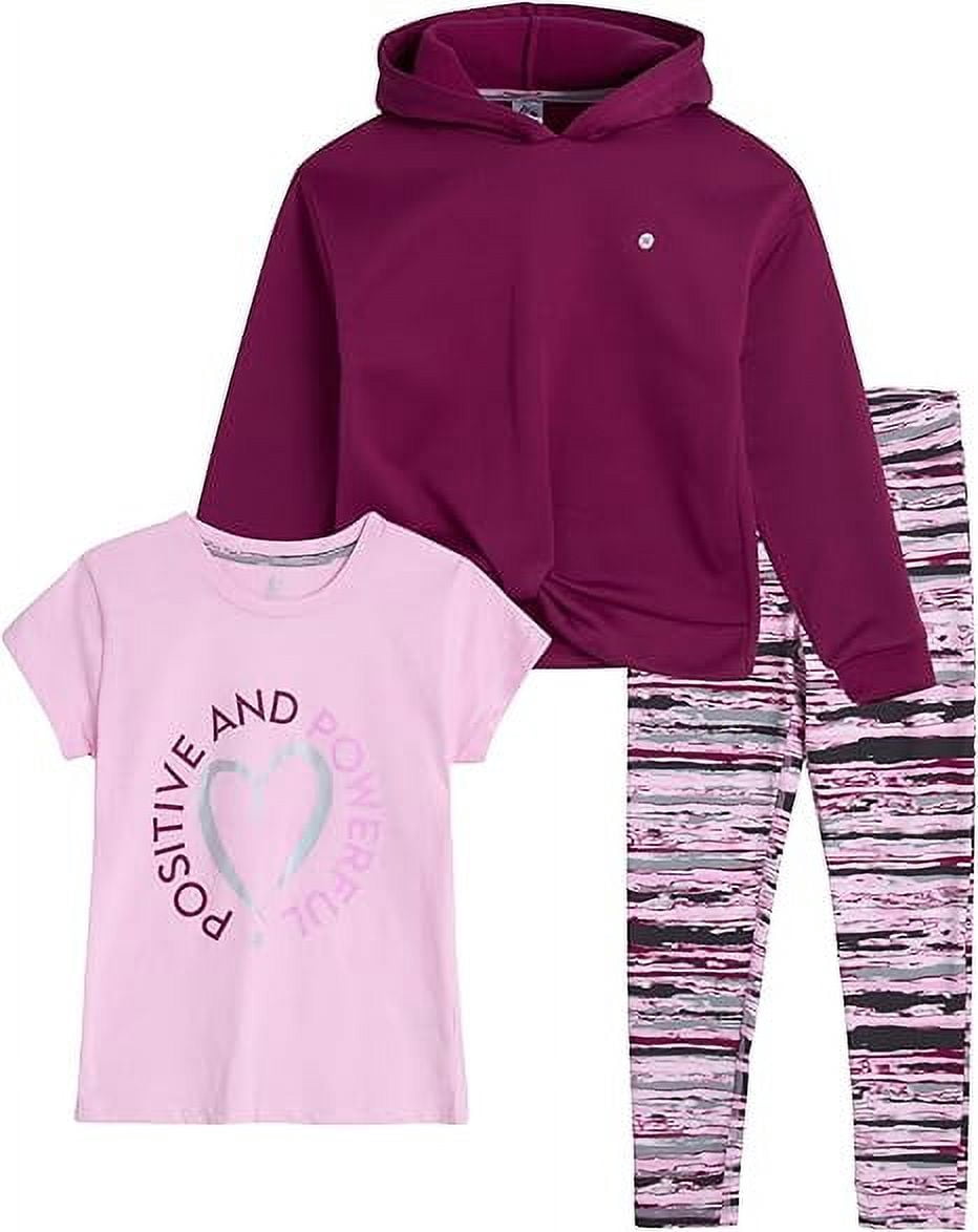 RBX Girls' Legging Set - 3 Piece Fleece Hoodie, Tee, and Leggings ...
