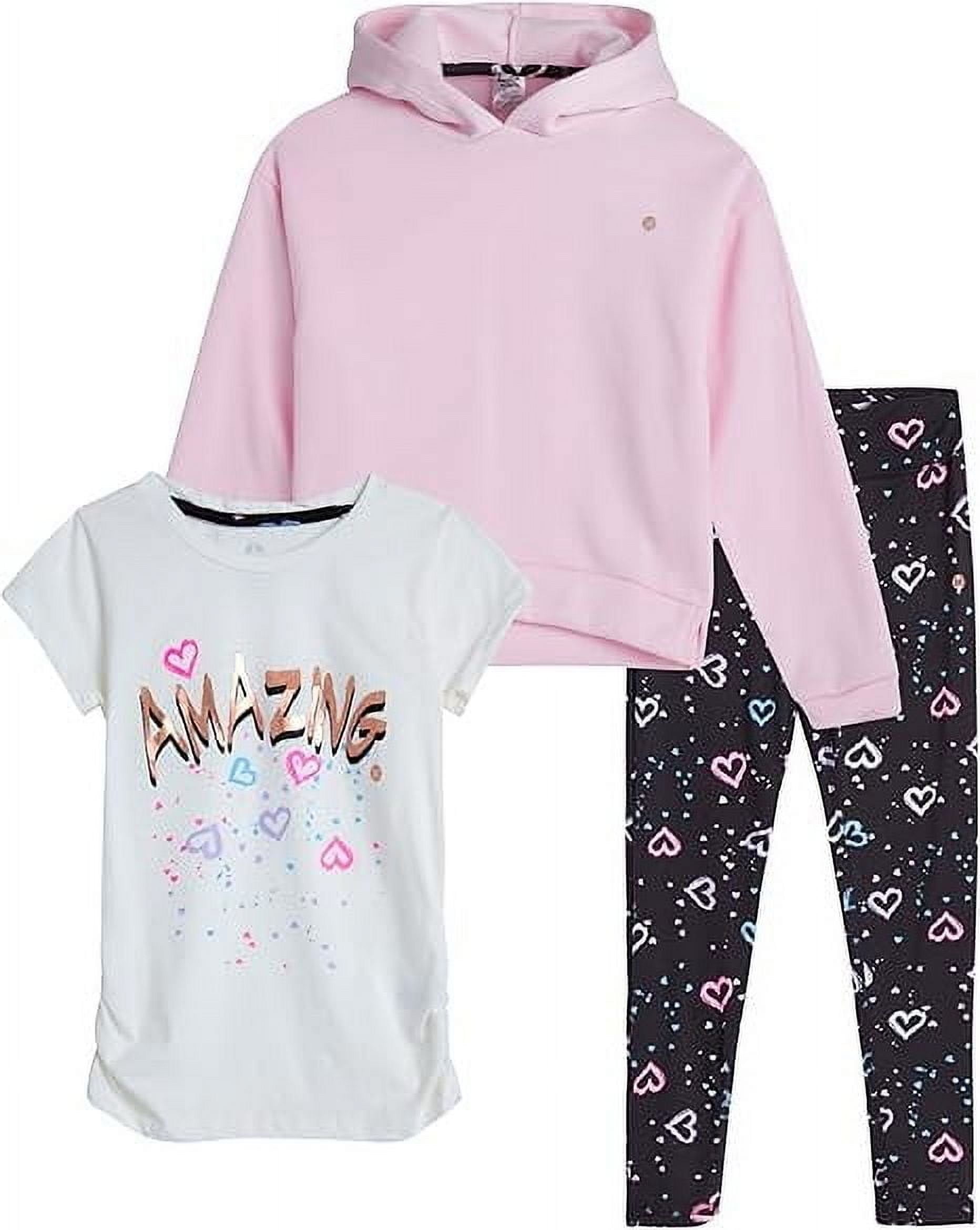 RBX Athletic Kids Wear - Girls' 3 Piece Fleece Hoodie, Tee, and ...