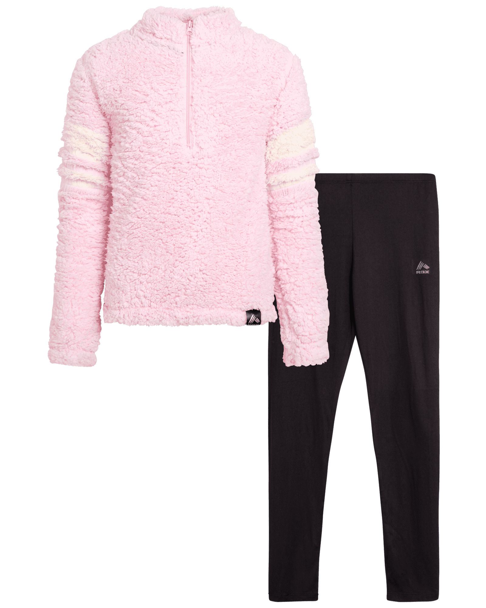 RBX Girls' Legging Set - Quarter Zip Sherpa Pullover Sweatshirt and ...