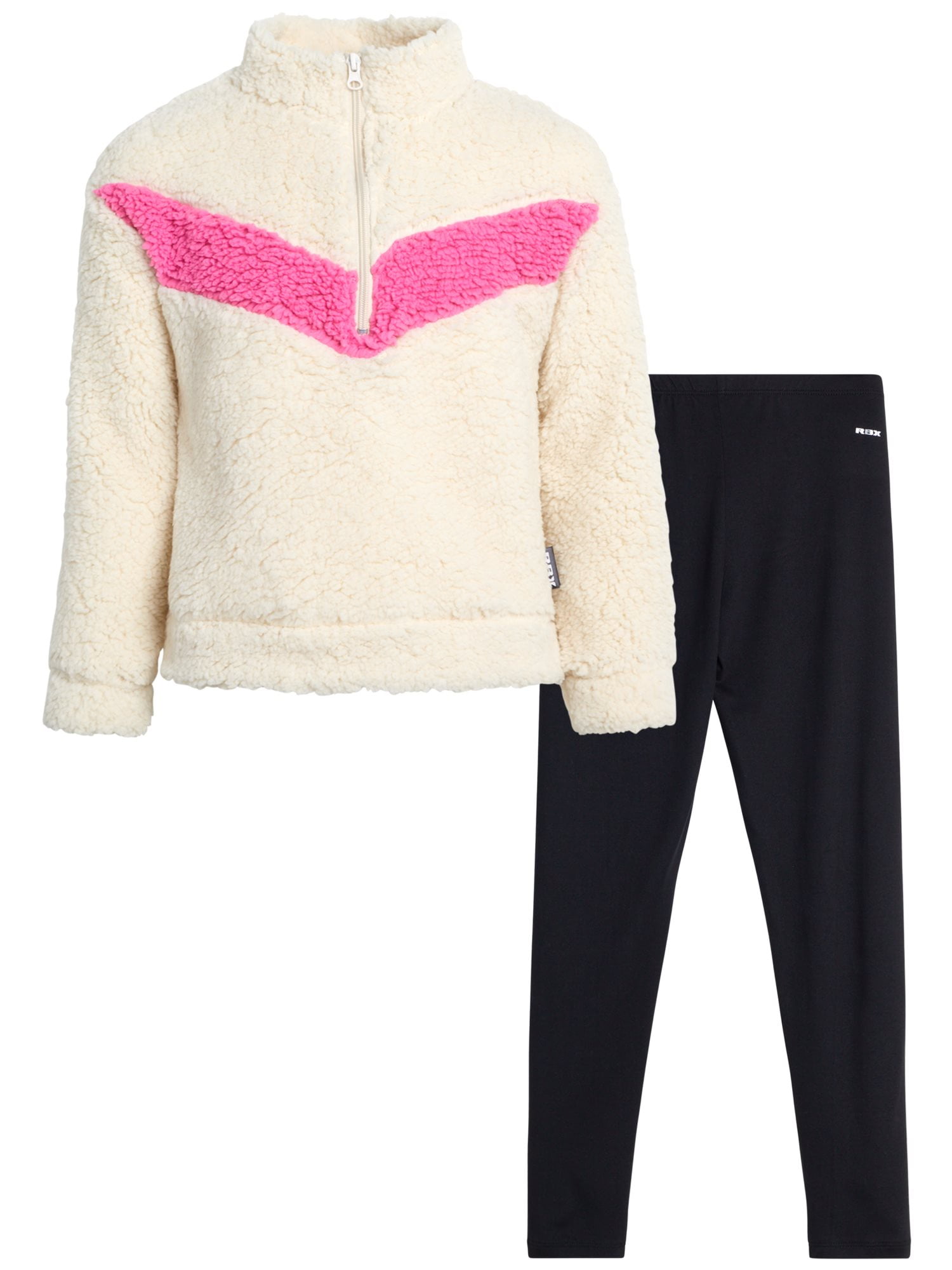 RBX Girls' ActiveWear Outfit - Quarter Zip Sherpa Pullover and Leggings ...