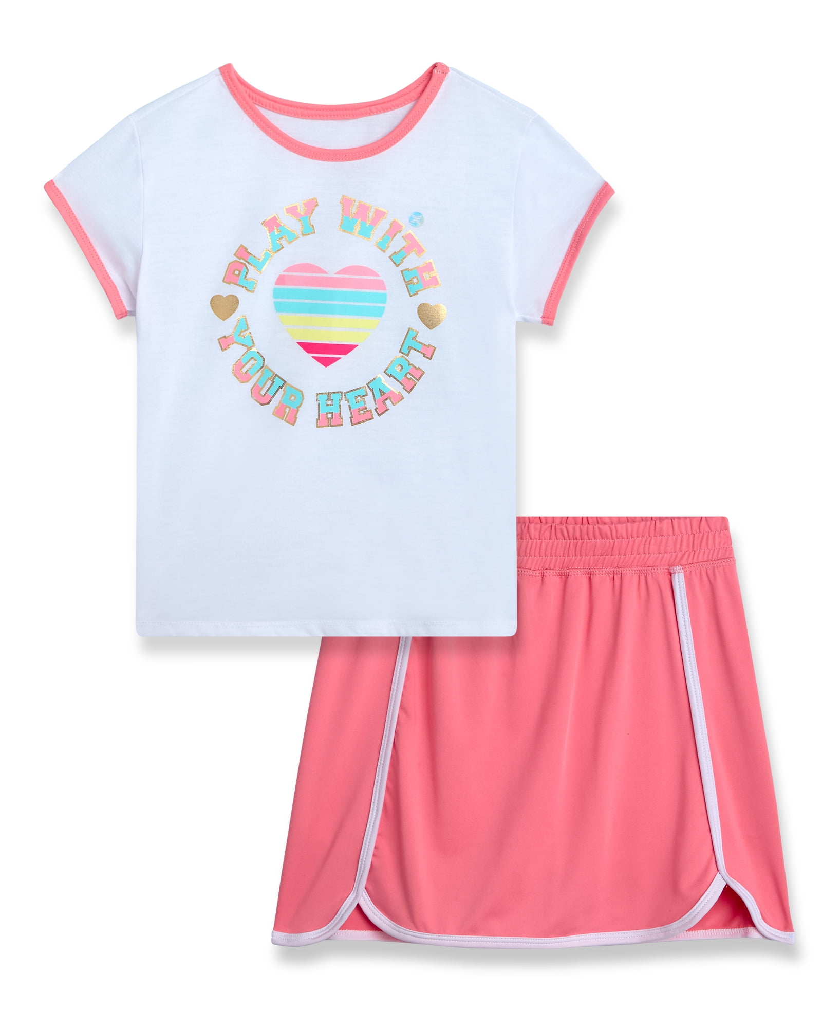 RBX Girls' Skort Set - 2 Piece Short Sleeve Performance T-Shirt and ...