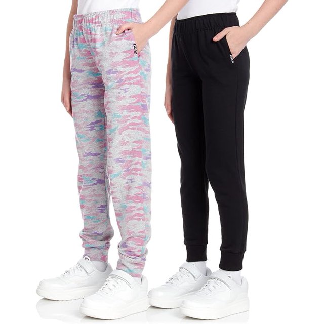 RBX Girls' Athletic Jogging Pants - 2 Pack Active Sweat Multipack ...