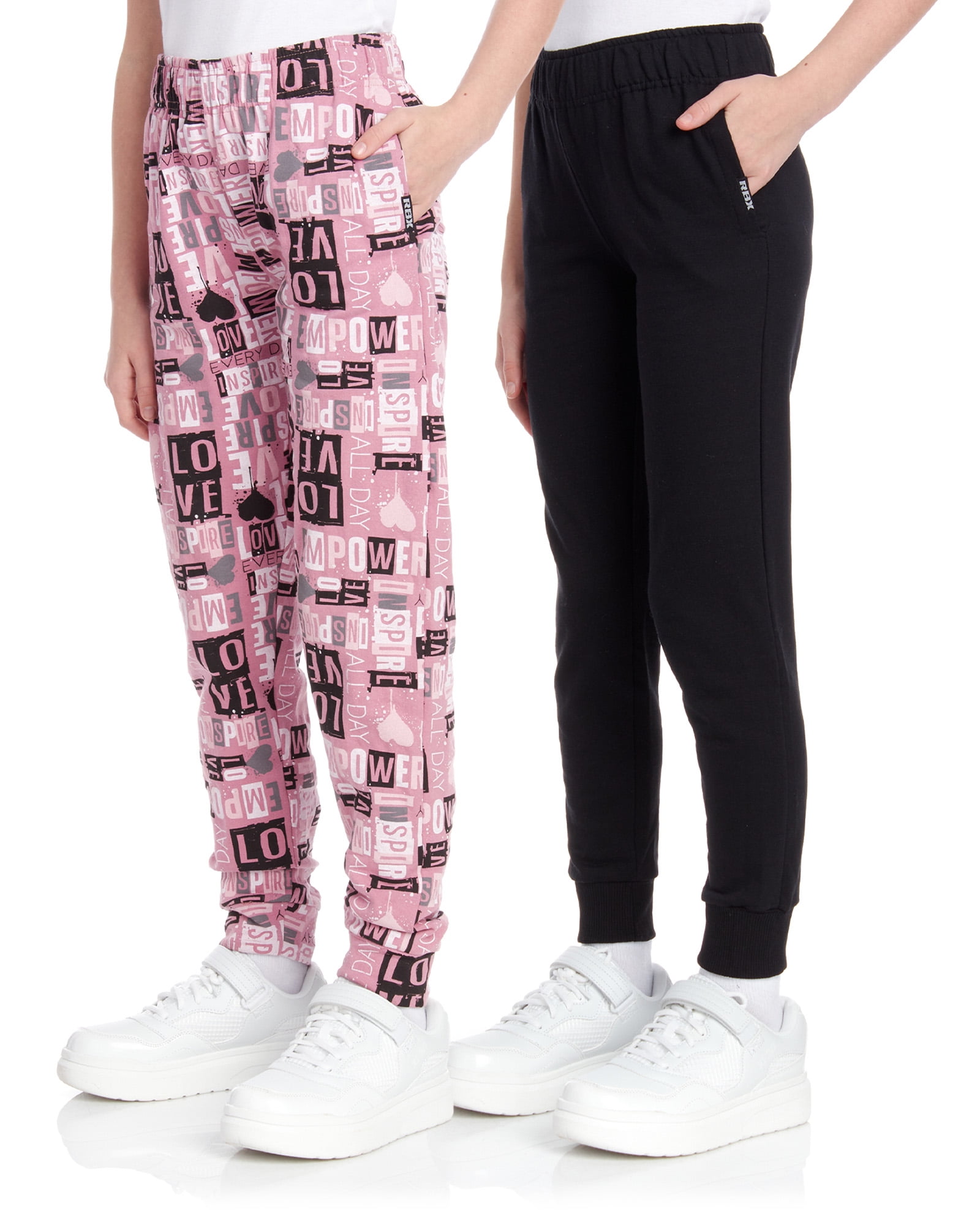 RBX Girls' Sweatpants, 2 Pack Active Fleece Joggers, Size 4-16 ...