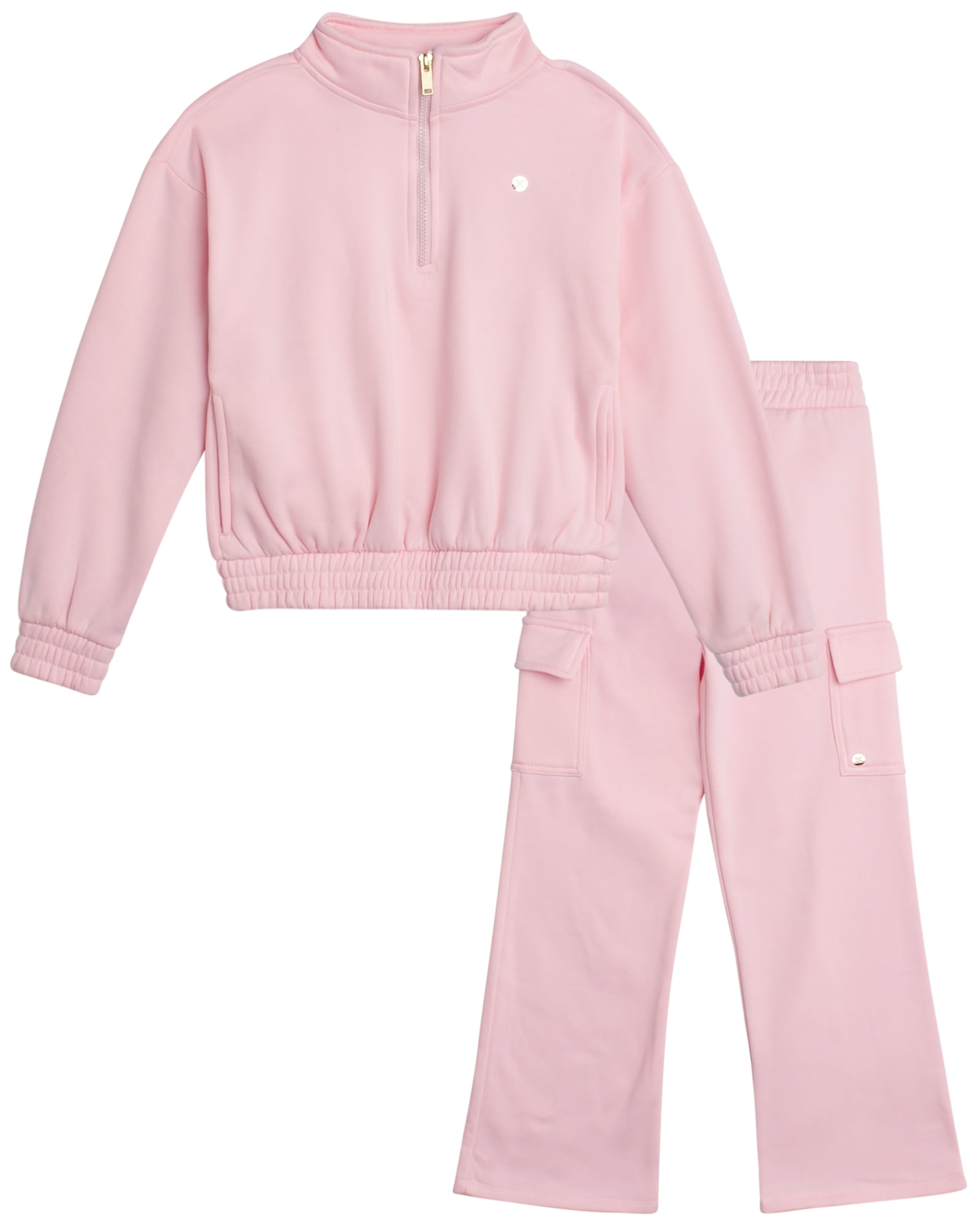 RBX Girls' Sweatsuit Set - 2 Piece Mock Neck Fleece Jacket and Wide Leg ...
