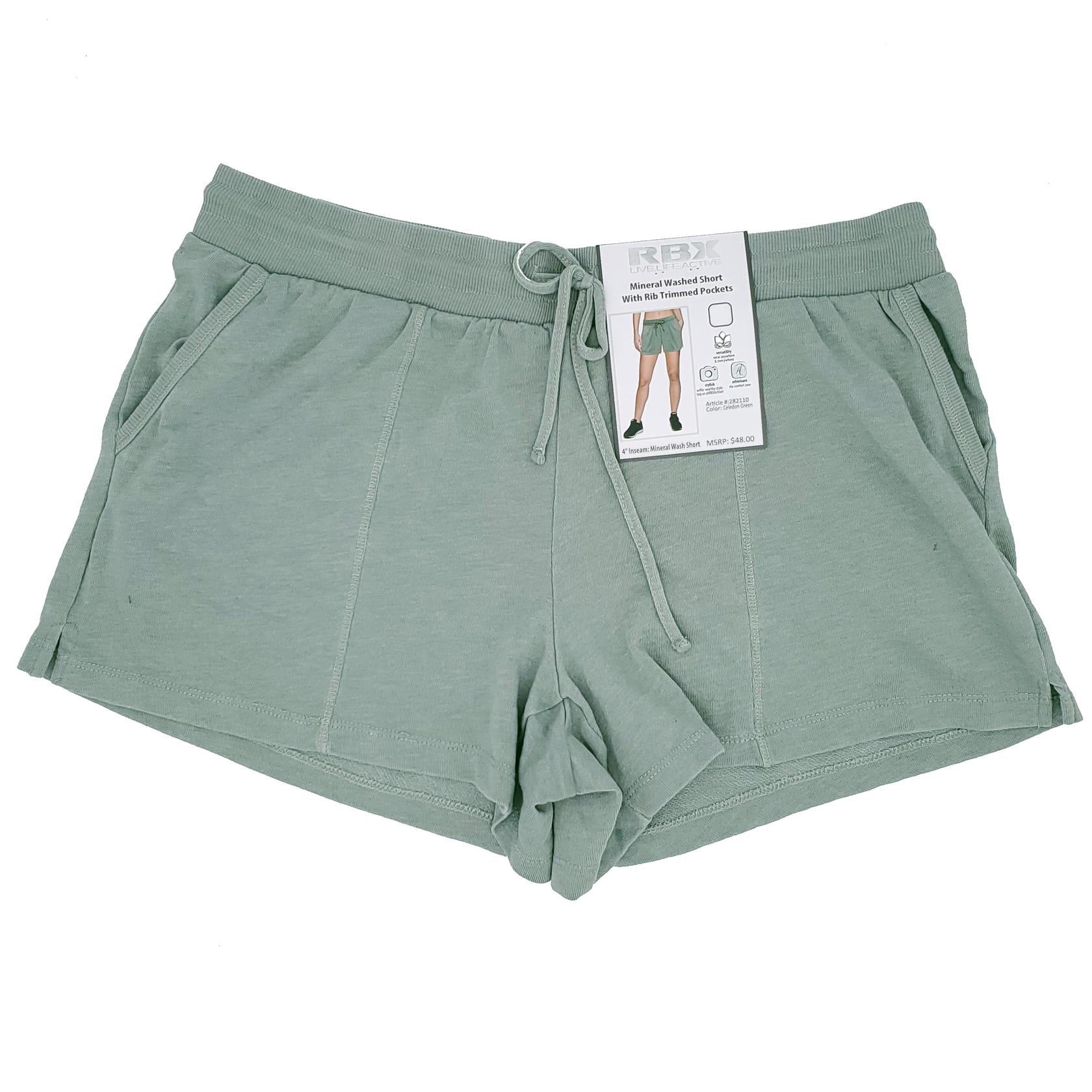 RBX Mineral Washed Short with Rib Trimmed Pockets Celedon Green Large ...