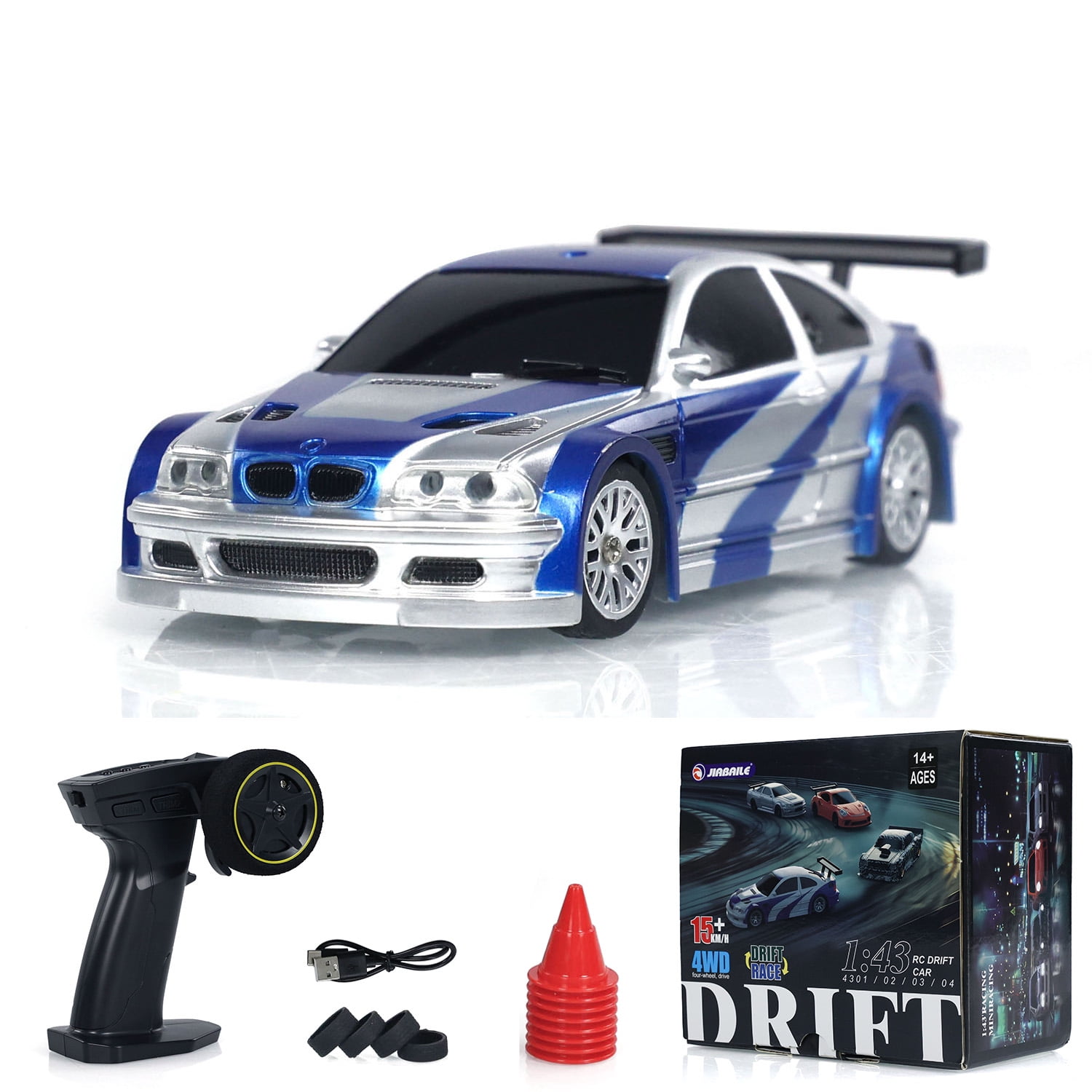 RC 1/43 Scale Ready to Go Race Car Remote Control Drift Car 4WD Mini ...