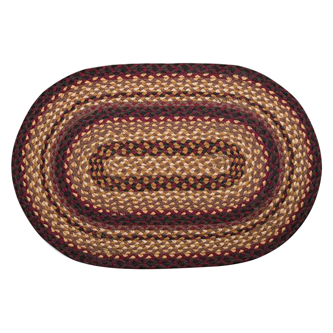 RC-371 Black Cherry, Chocolate, Cream Oblong Braided Rug 5'x8 ...
