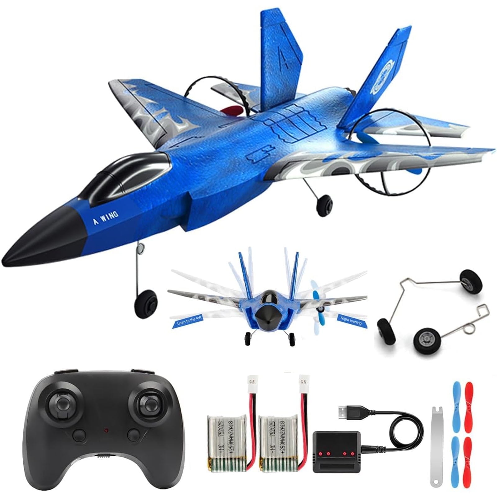 RC Airplane, 2 Channels and 2 Batteries, 2.4GHz RC Glider Plane Remote ...
