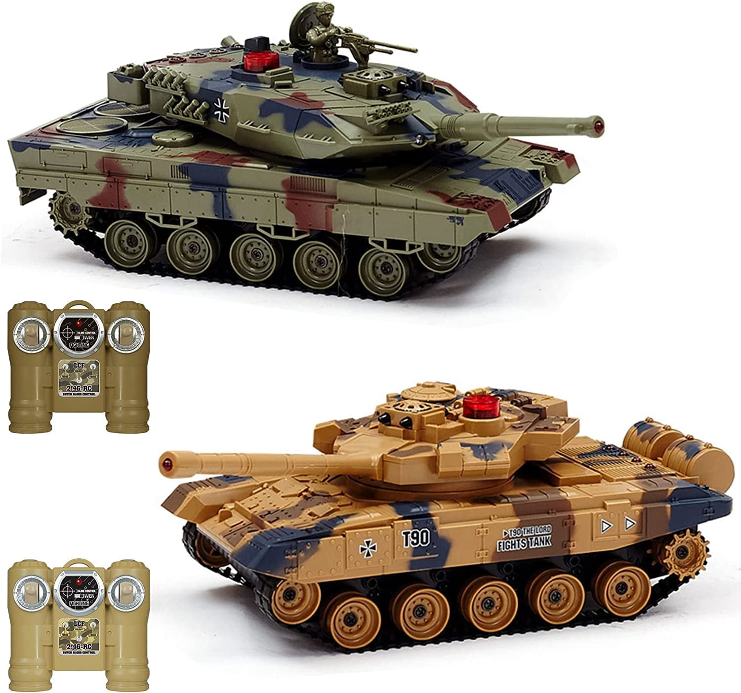 RC Battle Tank Set, 1/24 Scale 2.4G Remote Control T90 Tank and Leopard ...