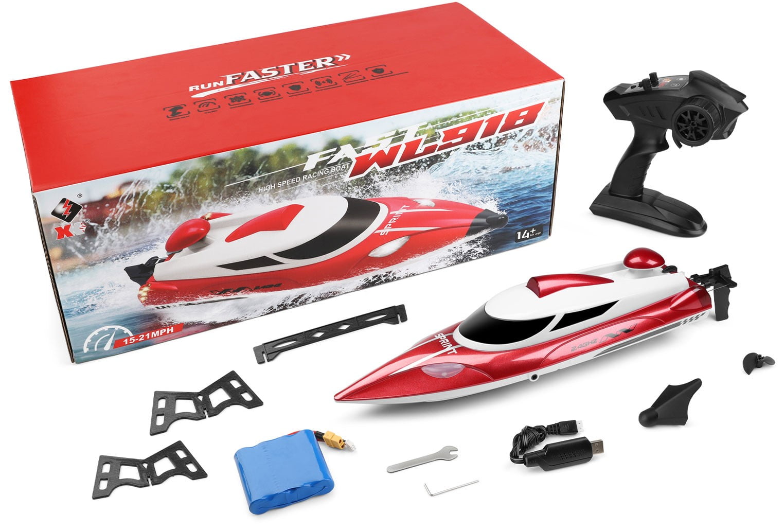 RC Boat, WLtoys WL918 Remote Control Boat, 21MPH High Speed RC Racing ...