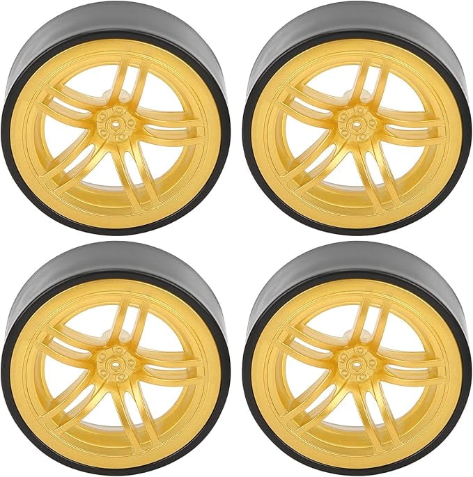 RC Car Drift Tires, 4PCS 6 Spoke Plastic Wheel Rims with Rubber Tires ...