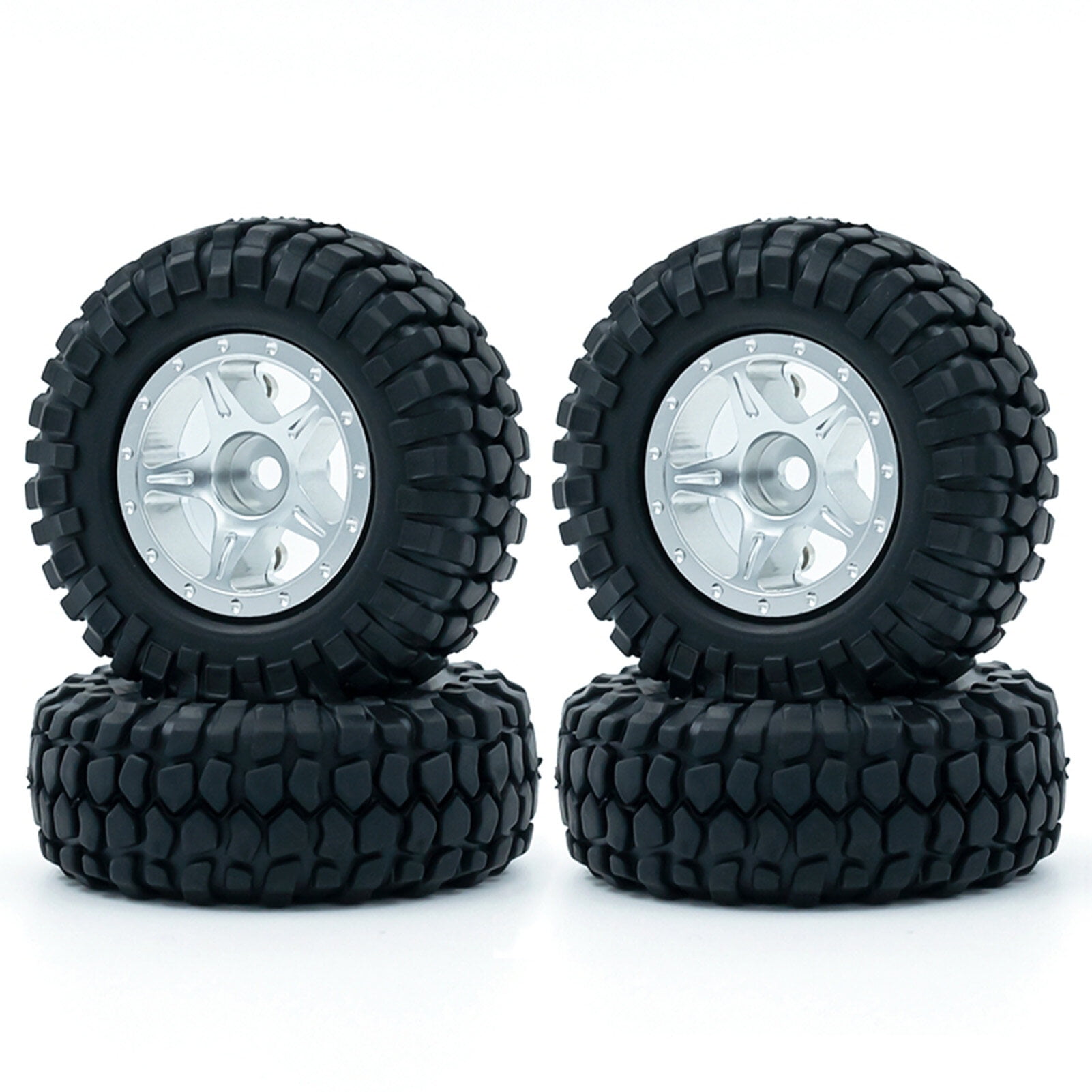 RC Car Tires 4pcs with Aluminum Alloy Wheel Rims Replacements for 1/24 Axial SCX24 90081 ...