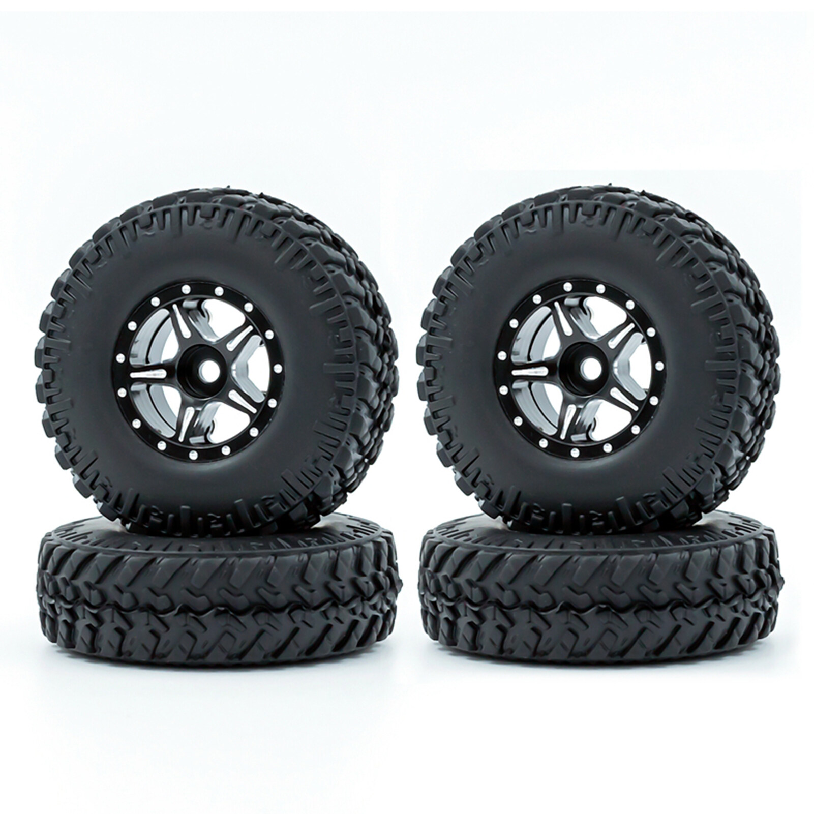 RC Car Tires 4pcs with Aluminum Alloy Wheel Rims Replacements for 1/24 Axial SCX24 90081 ...