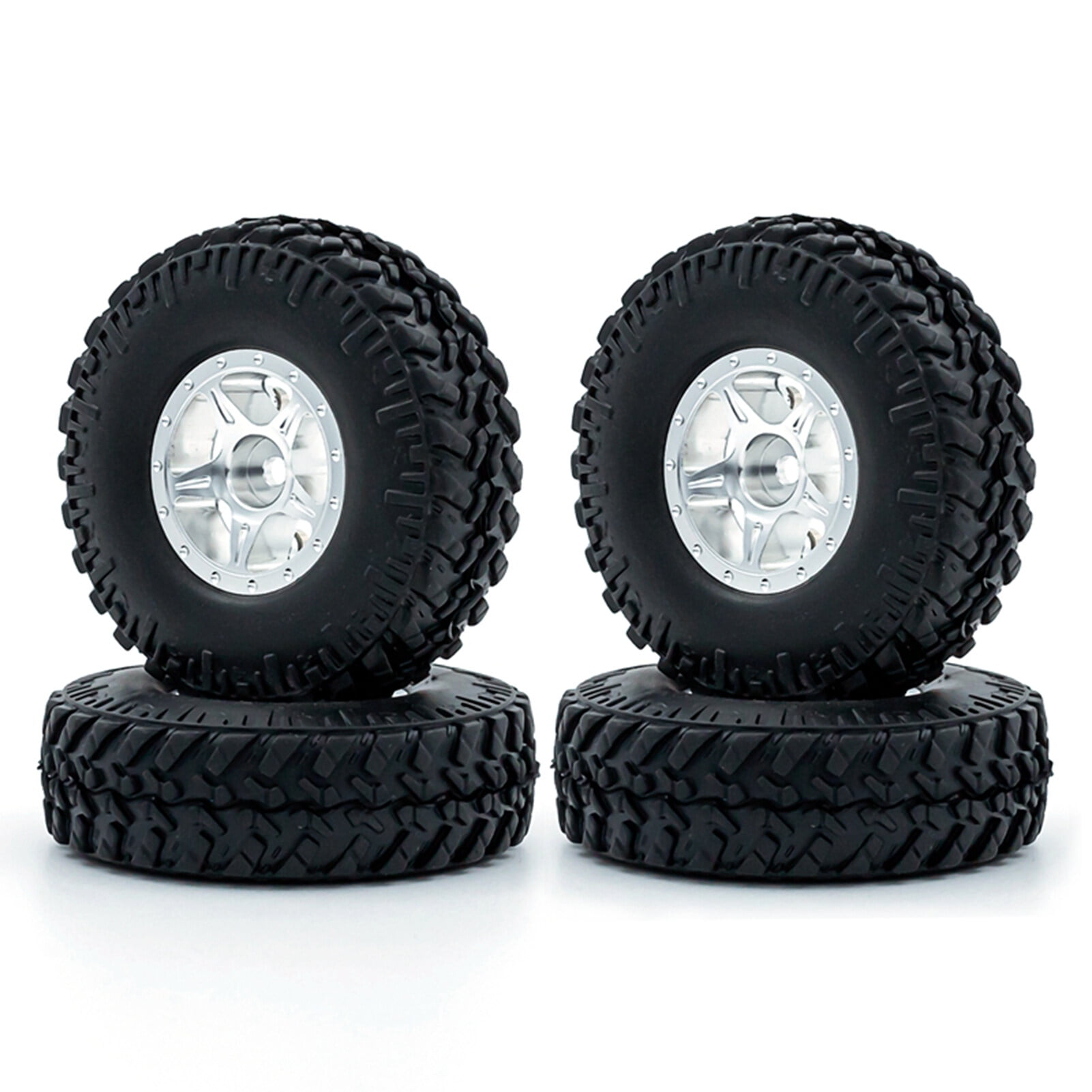 RC Car Tires 4pcs with Aluminum Alloy Wheel Rims Replacements for 1/24 ...
