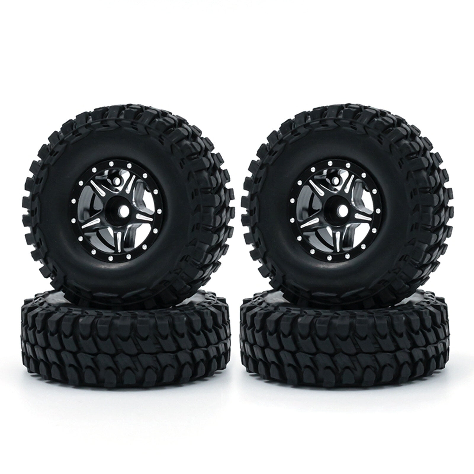 RC Car Tires 4pcs with Aluminum Alloy Wheel Rims Replacements for 1/24 ...