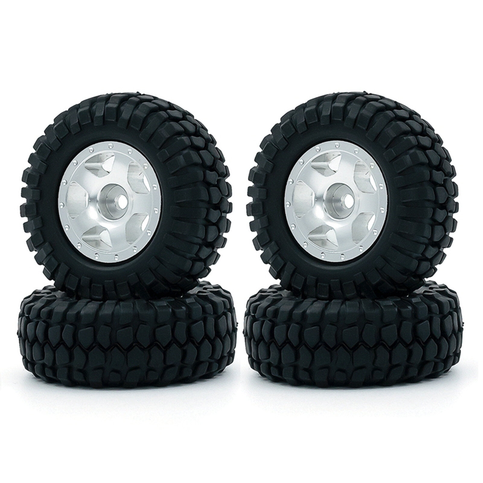 RC Car Tires 4pcs with Aluminum Alloy Wheel Rims Replacements for 1/24 ...