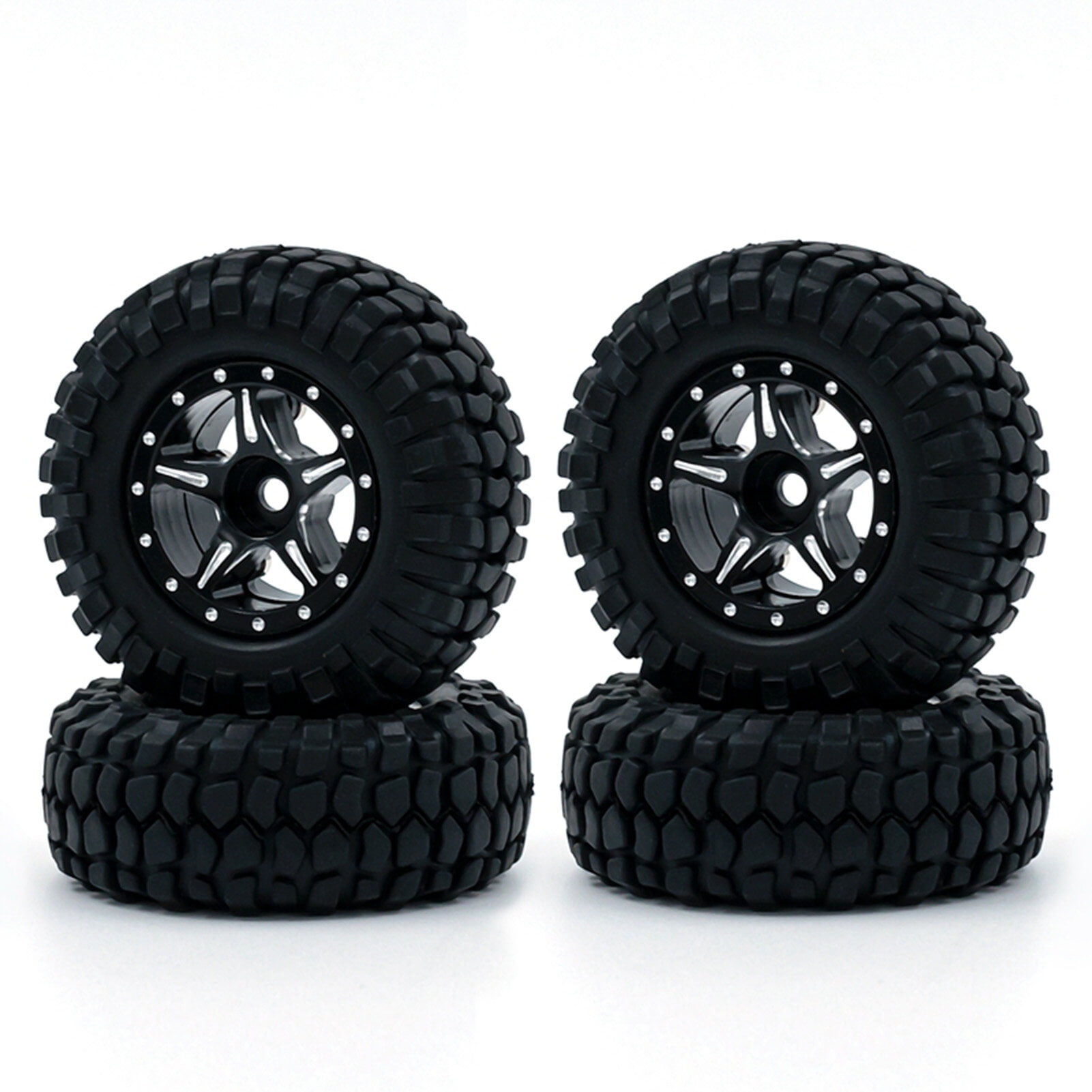 RC Car Tires 4pcs with Aluminum Alloy Wheel Rims Replacements for 1/24 Axial SCX24 90081 ...