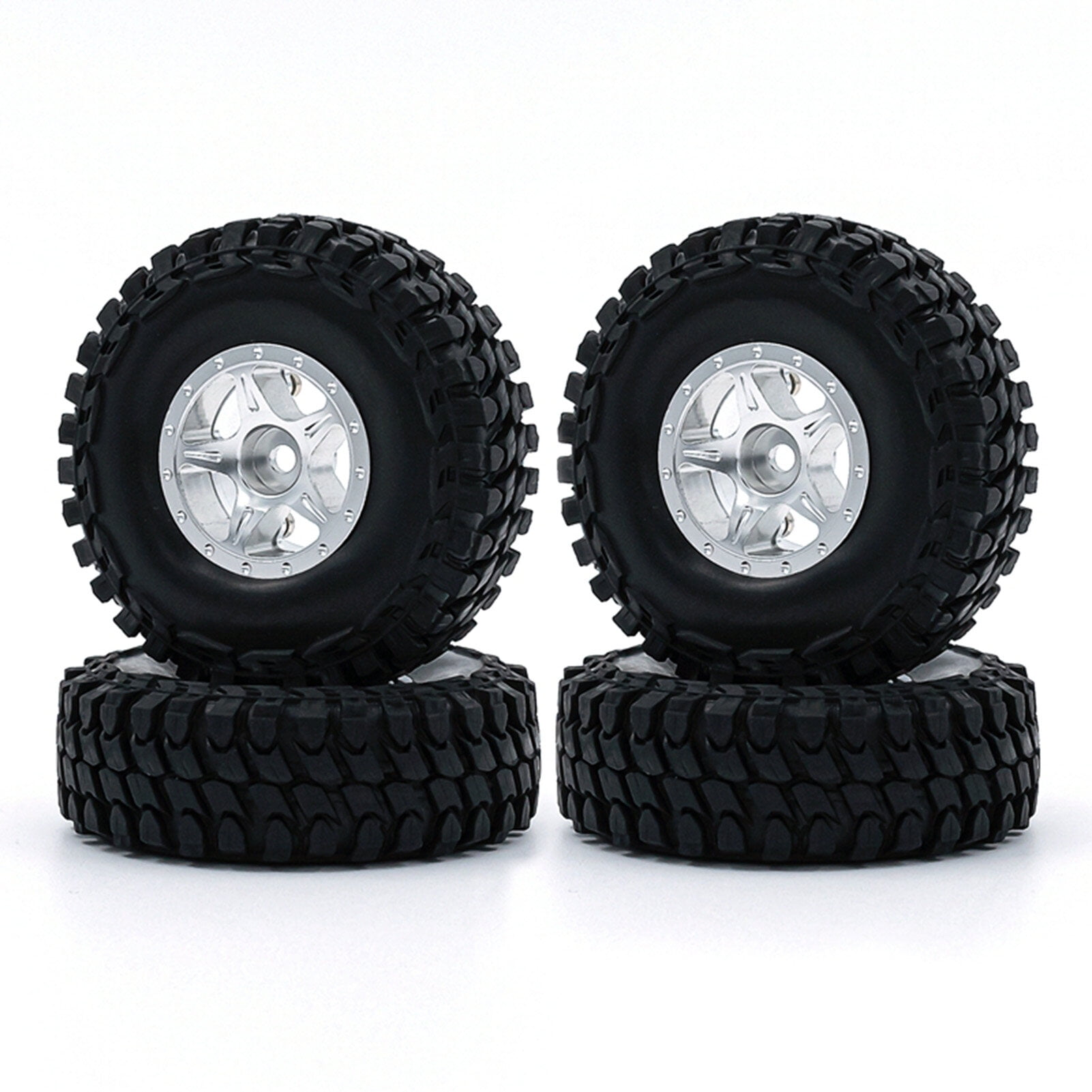 RC Car Tires 4pcs with Aluminum Alloy Wheel Rims Replacements for 1/24 Axial SCX24 90081 ...
