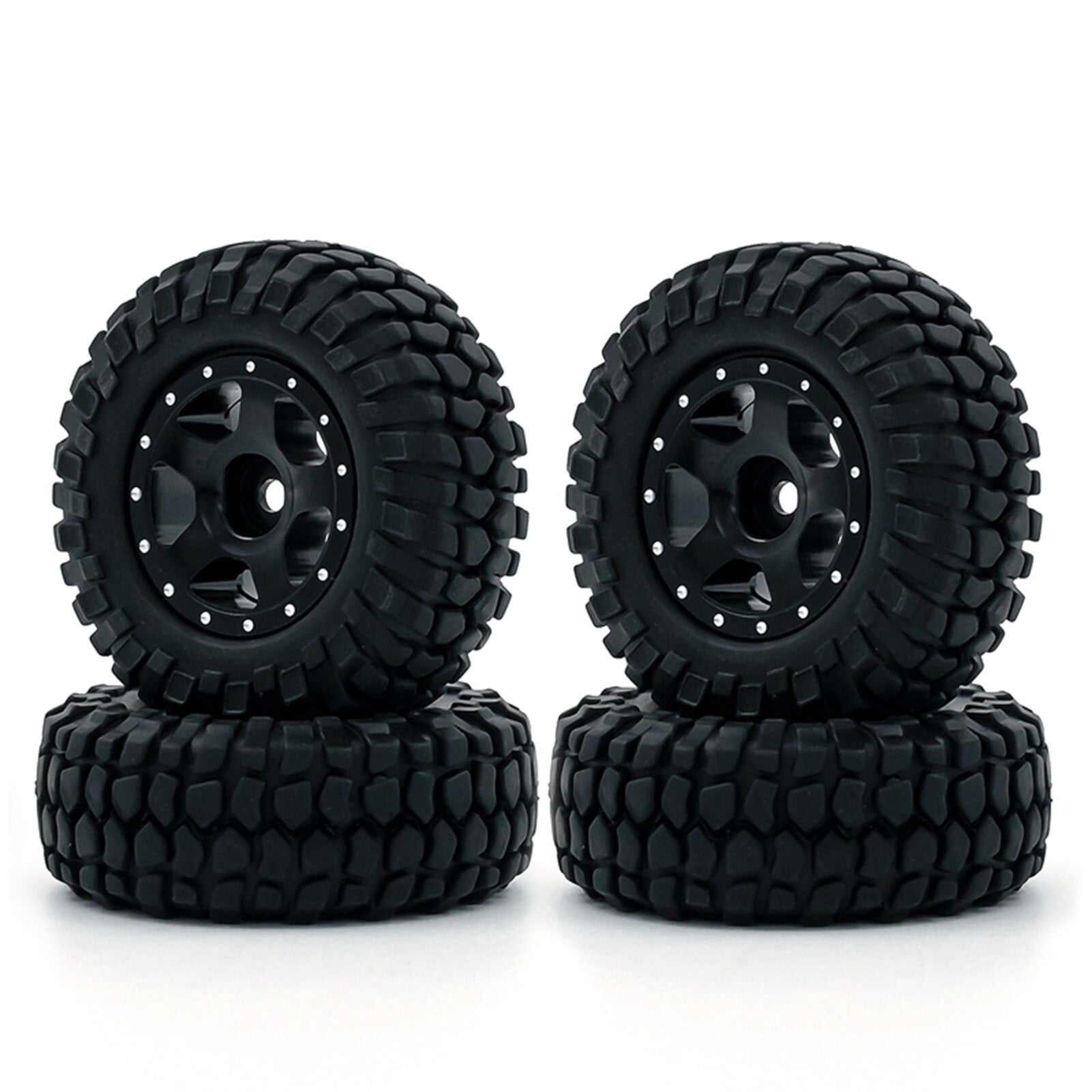 RC Car Tires 4pcs with Aluminum Alloy Wheel Rims Replacements for 1/24 ...