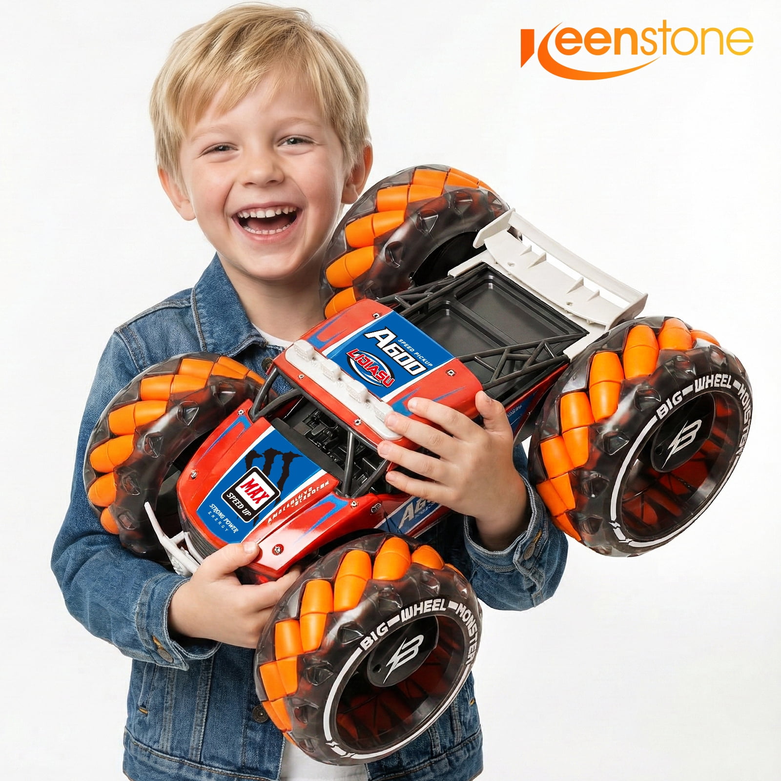 Keenstone 1:10 RC Car, High-Speed, Giant Wheel, Gradient Lights with ...
