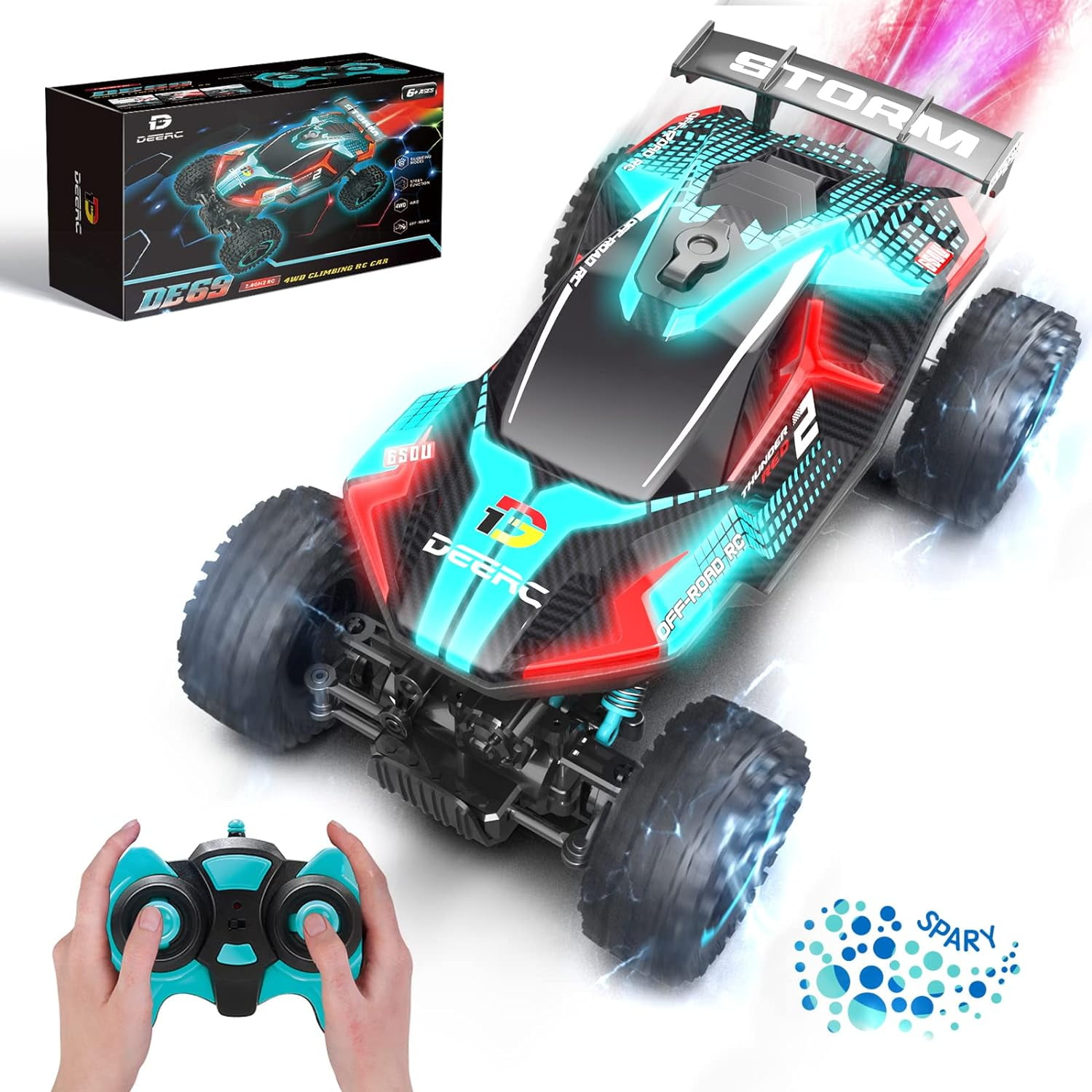 RC Car Truck with Spray and Light, 5 LED Light Modes, Dual Motors off ...