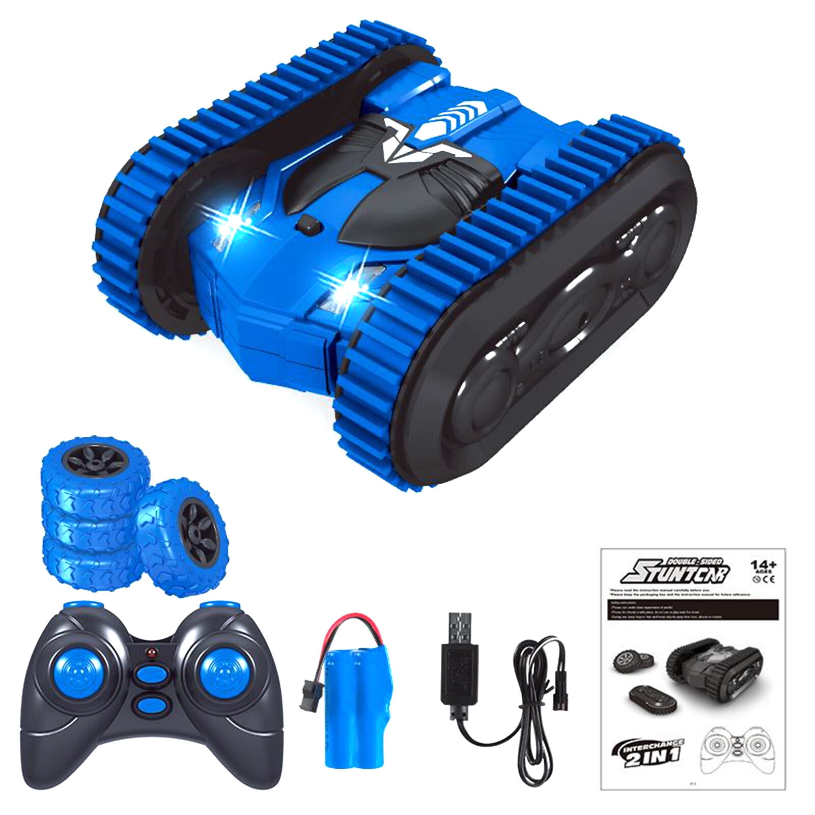 RC Car Two-in-one Double-sided Stunt Car RC Tracked Car Two Speed Convert Four-wheel Climbing ...
