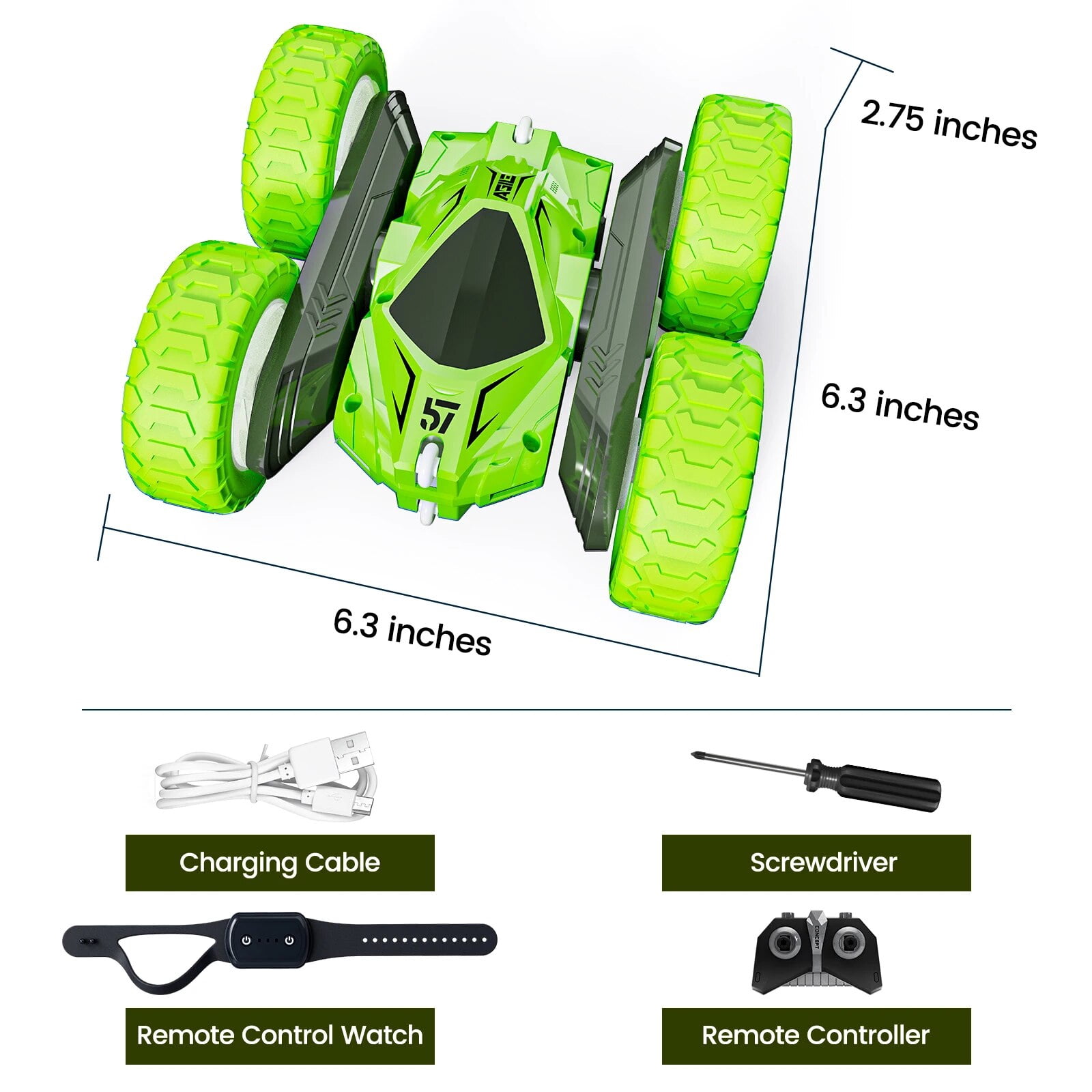 RC Cars for Kids, Gesture Control RC Stunt Car with LED Lights, Double ...