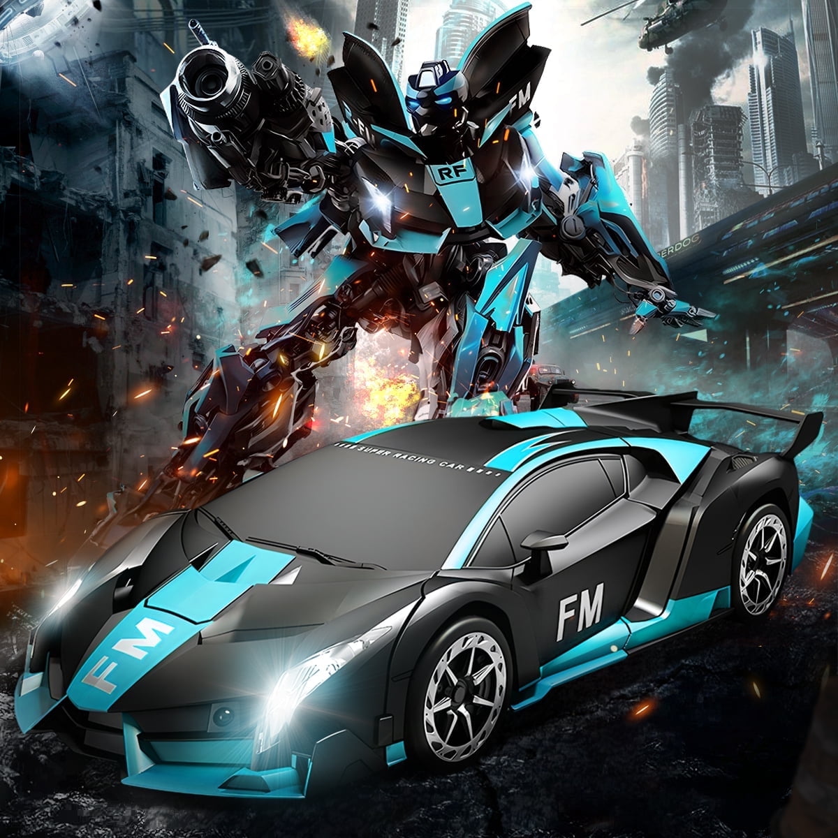 Remote Control Car, POPO RC Cars LED Light,One-Button Transforming, 360 ...