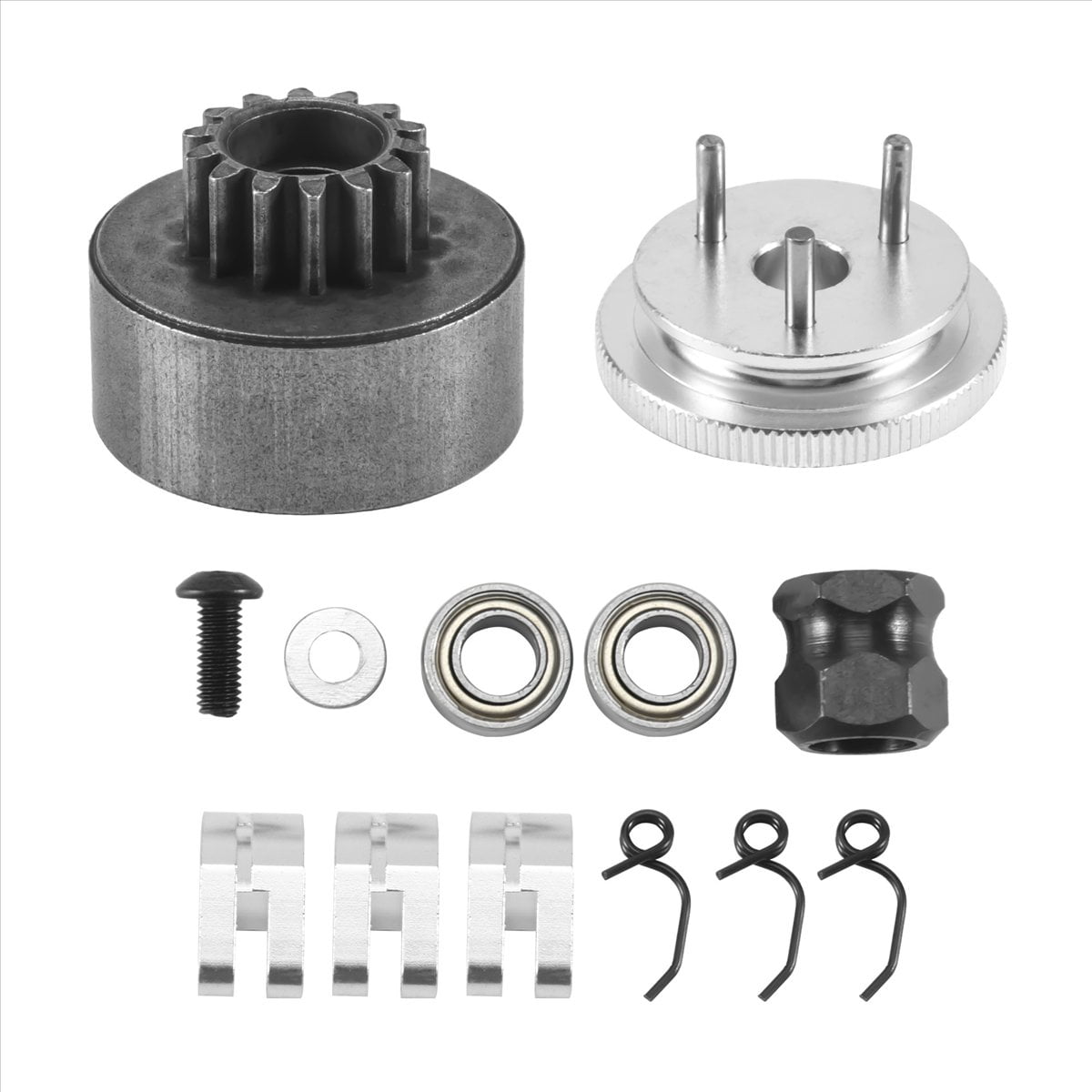 RC Clutch Bell 14T Gear Bearing Shoes Springs Cone&Engine Nut Flywheel ...