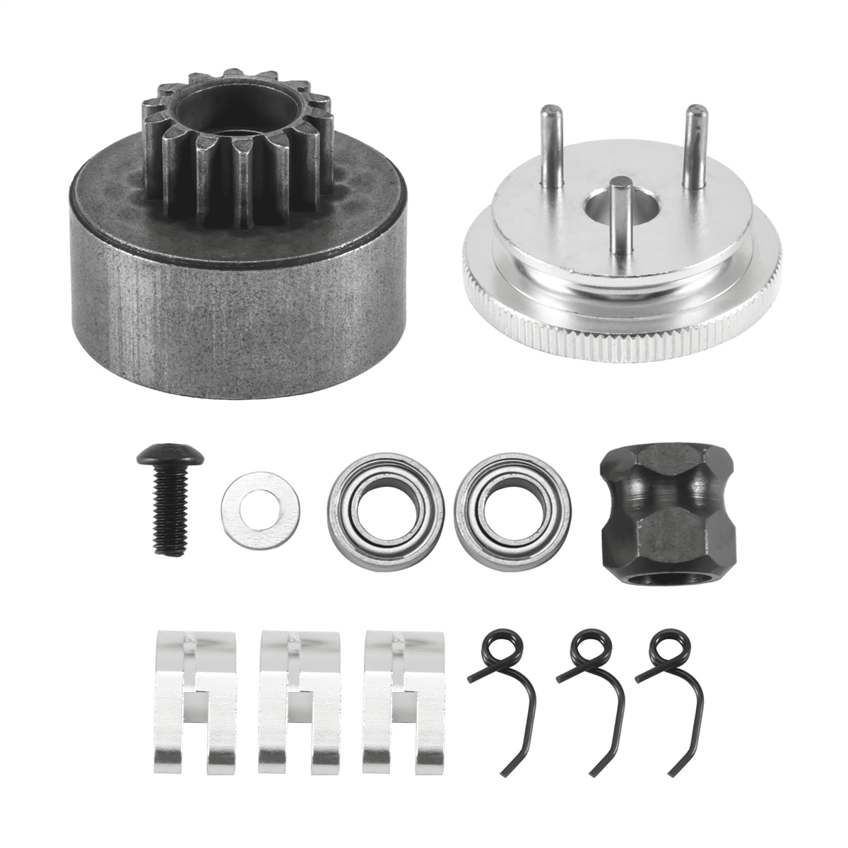 RC Clutch Bell 14T Gear Bearing Shoes Springs Cone&Engine Nut Flywheel ...