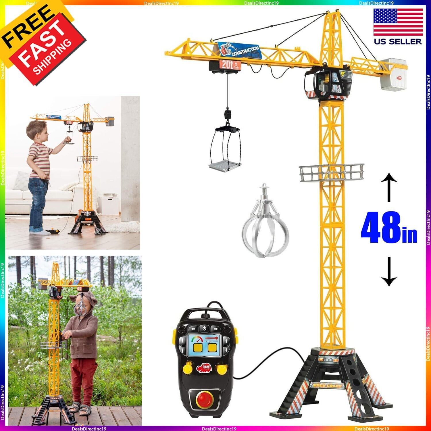 RC Construction Crane Toys Playset Vehicle Tower Equipment for Kids ...