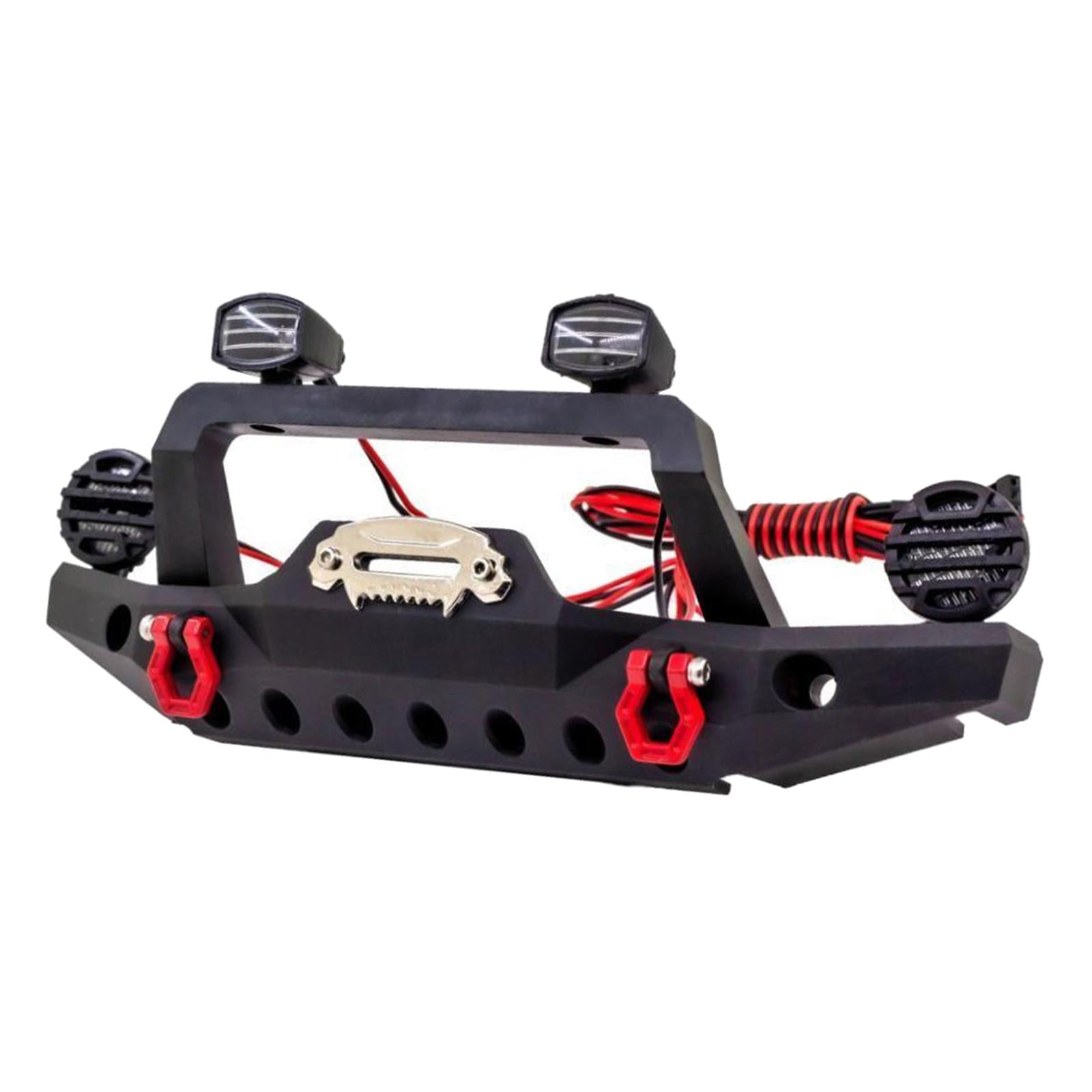 RC Crawler Car Front Rear Bumper, Metal RC Car Bumper with LED Lights ...