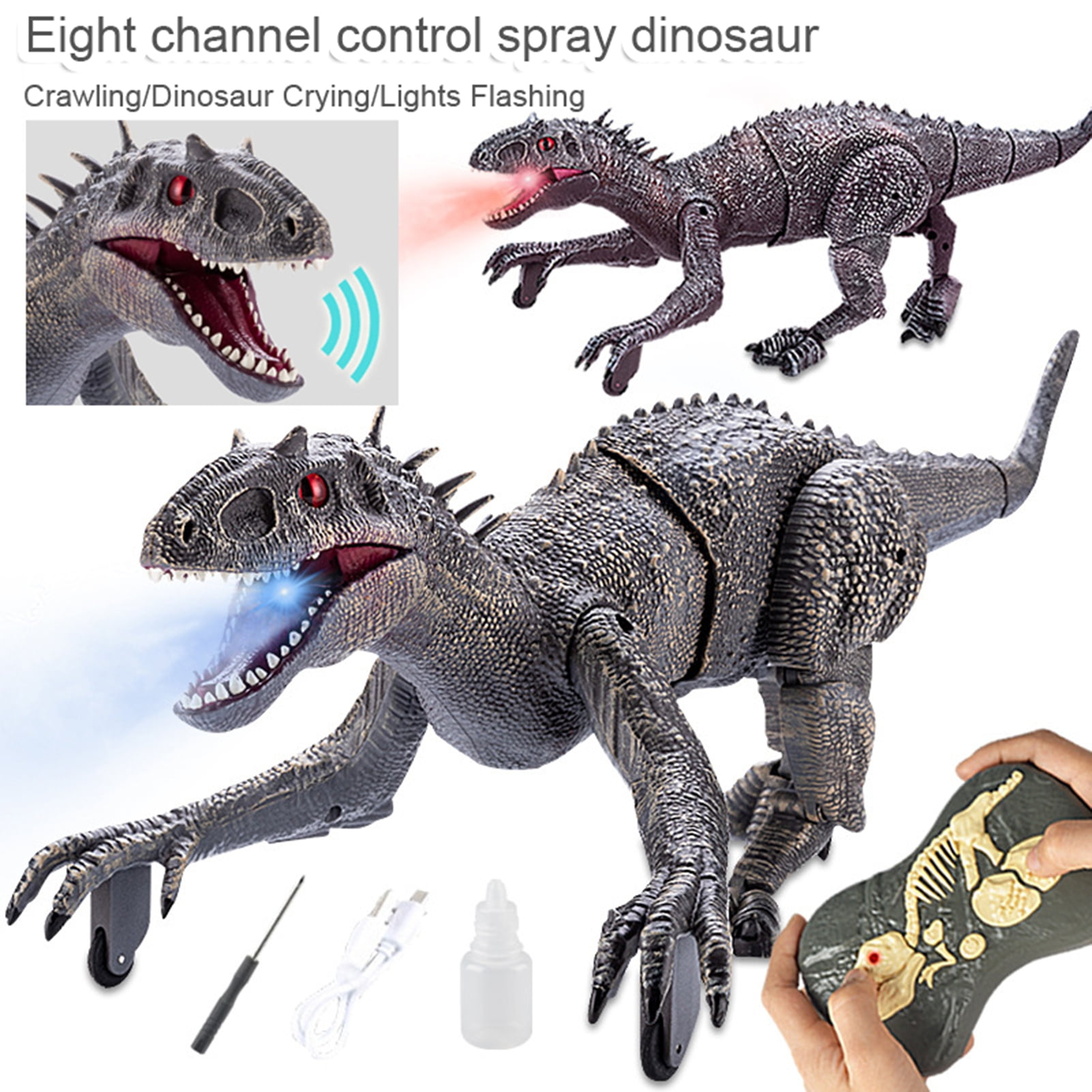 RC Dinosaur Toy 3D Eyes Lighting And Sound Simulation Walking ...