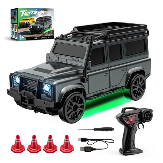 RC Drift Car, 1:64 Scale 2.4G 4WD High Speed 15KM/H Realistic Mini Off ...