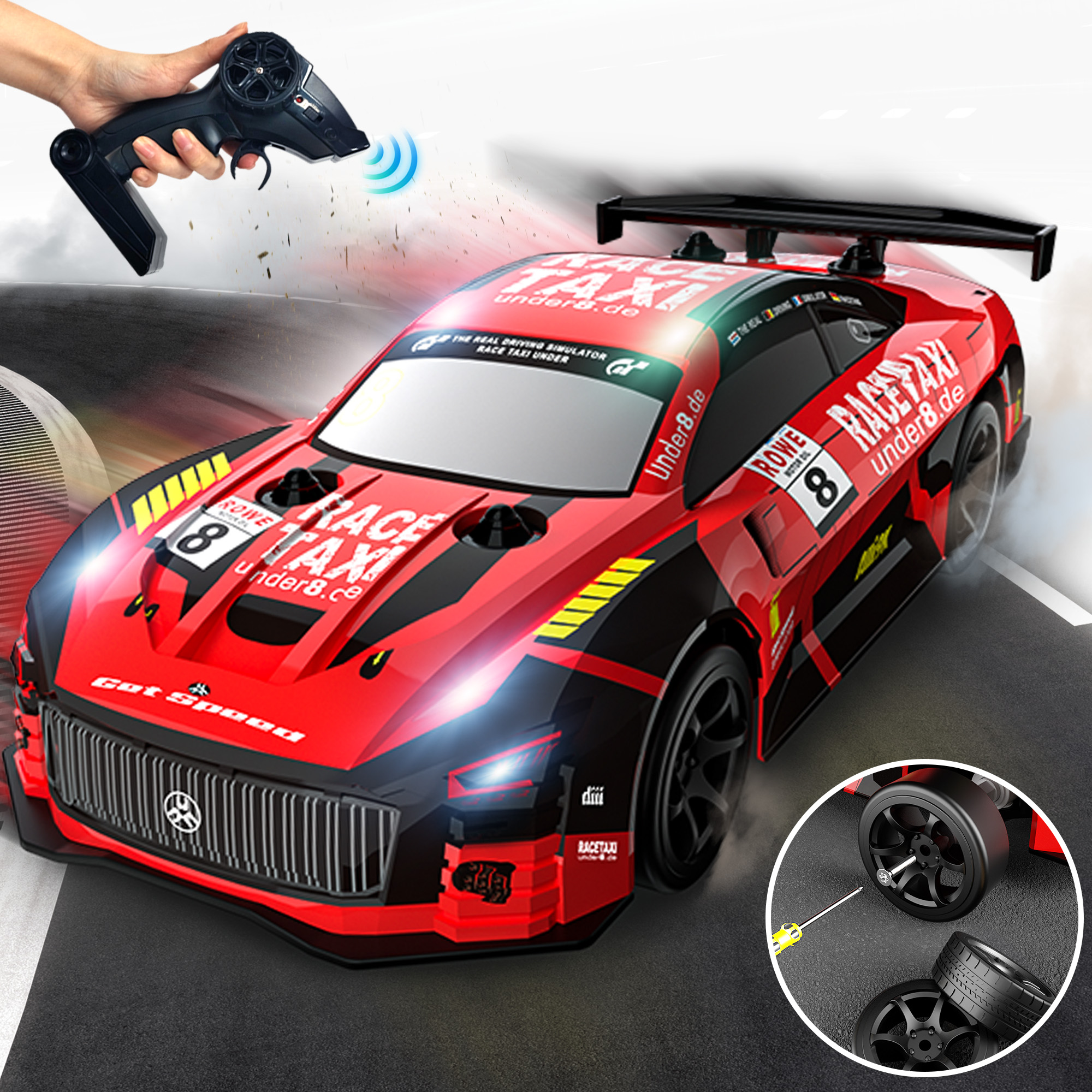 Toy Car for Kids, 1:18 Scale High Speed Racing Car RC Model Sports ...