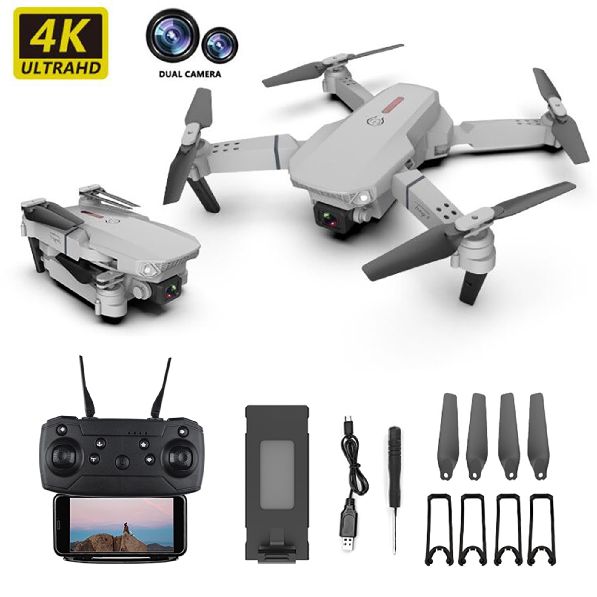 RC Drone with 4K Daul Cameras, WiFi FPV RC Quadcopter with Multiple ...
