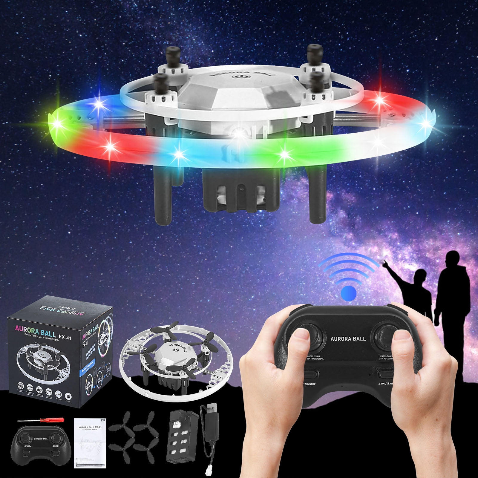 RC Drone Ball 360 Spherical Flying Toy with RGB LED Lights, Remote ...