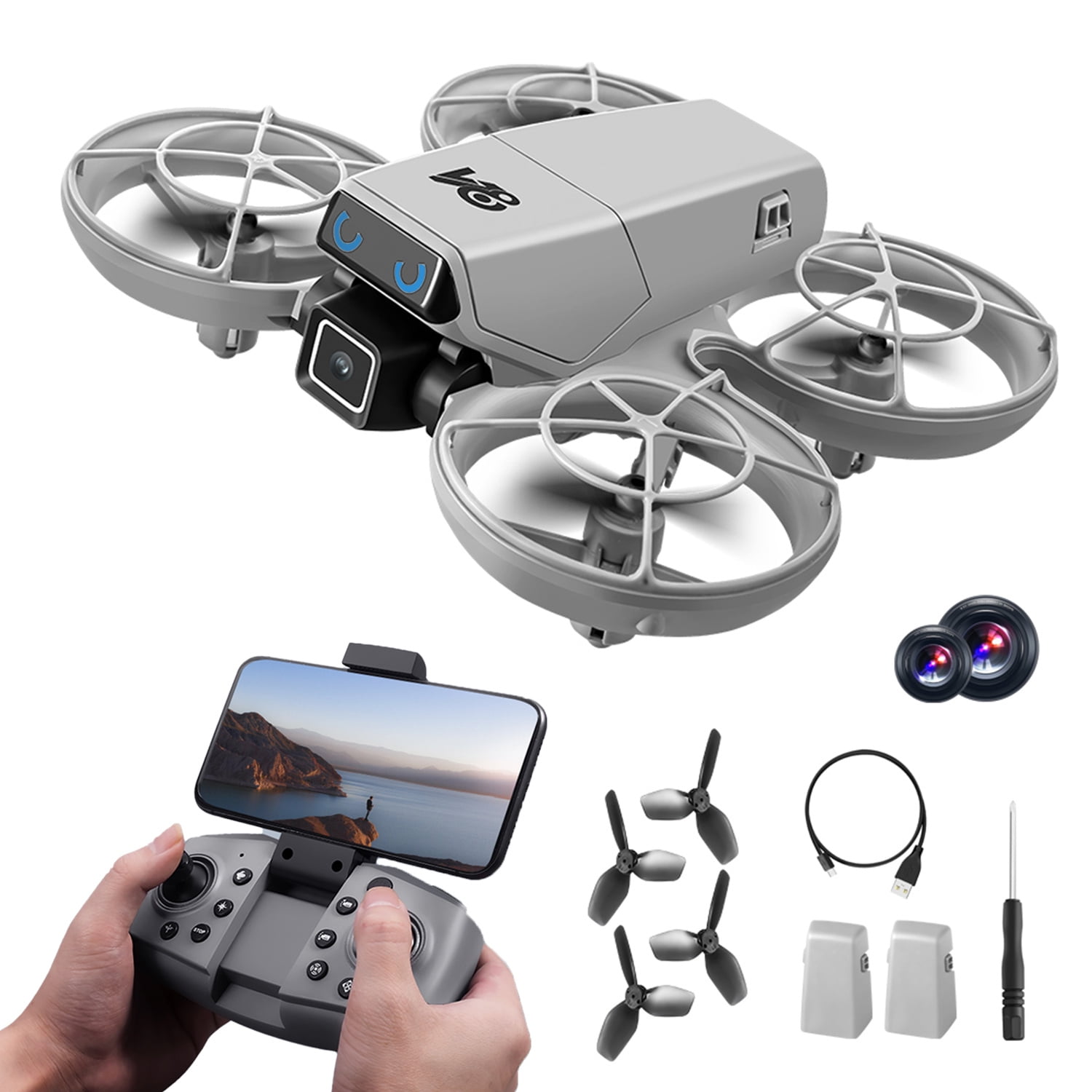 RC Drone With HD Dual Cameras Propeller Safety Protection, Remote ...