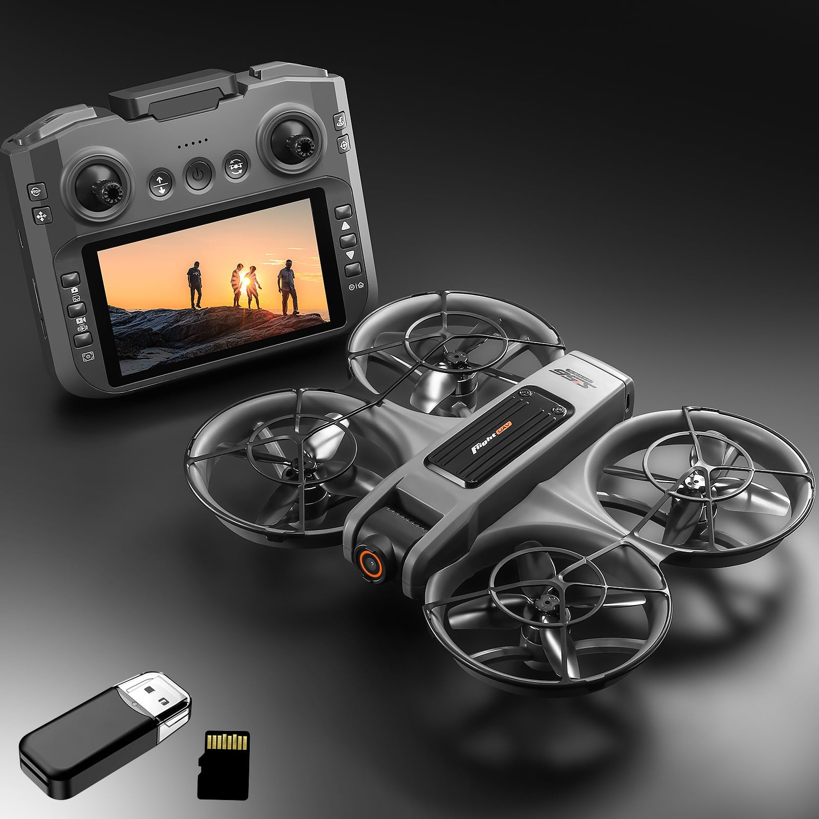 RC Drone With Screen on Controller(6Inch),UHD Duals Cameras,Cool LEDs ...