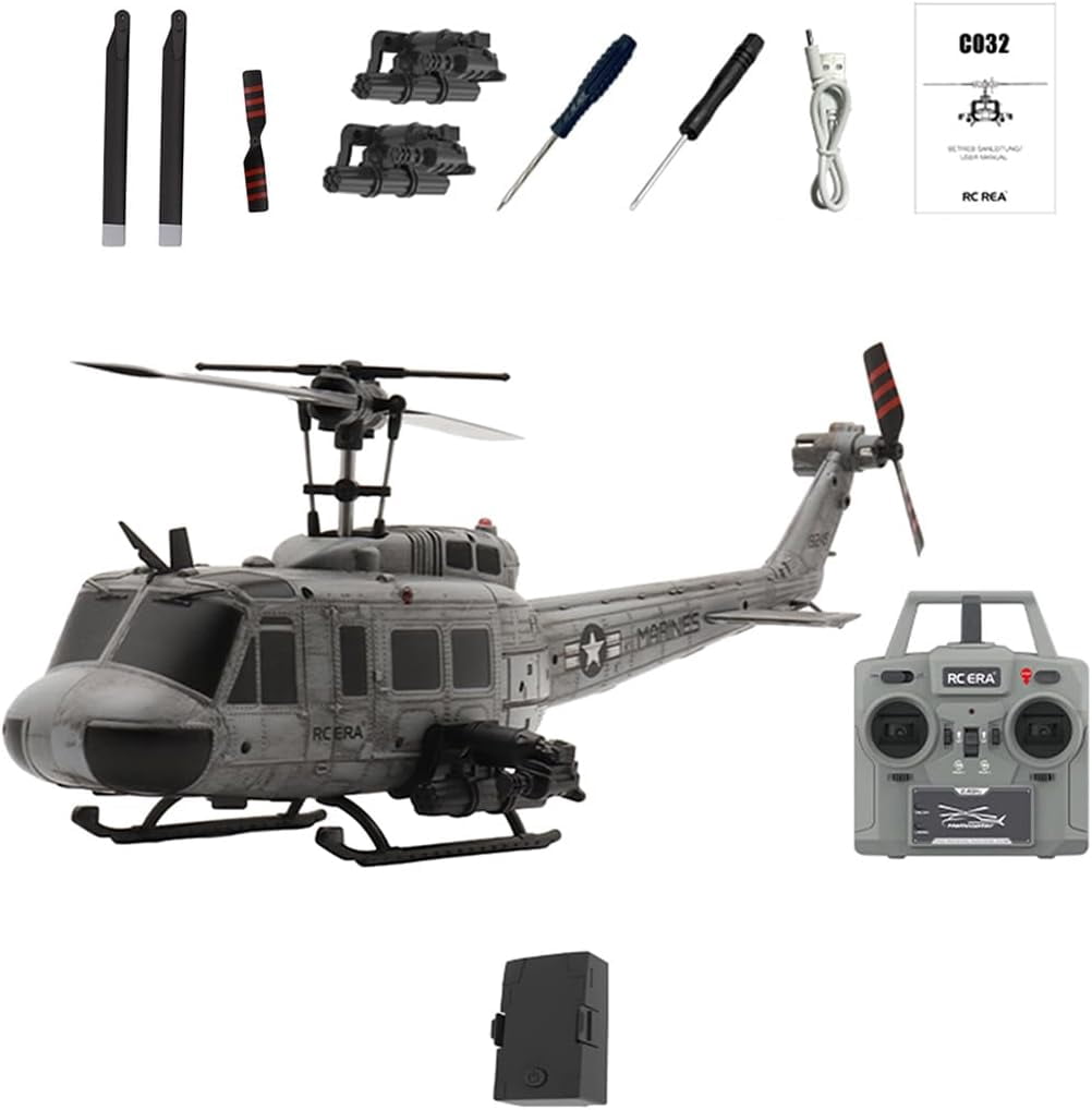 RC ERA C032 RC Helicopter with 3D Invert Flight, 1/48 UH-1 Huey 6CH 6 ...