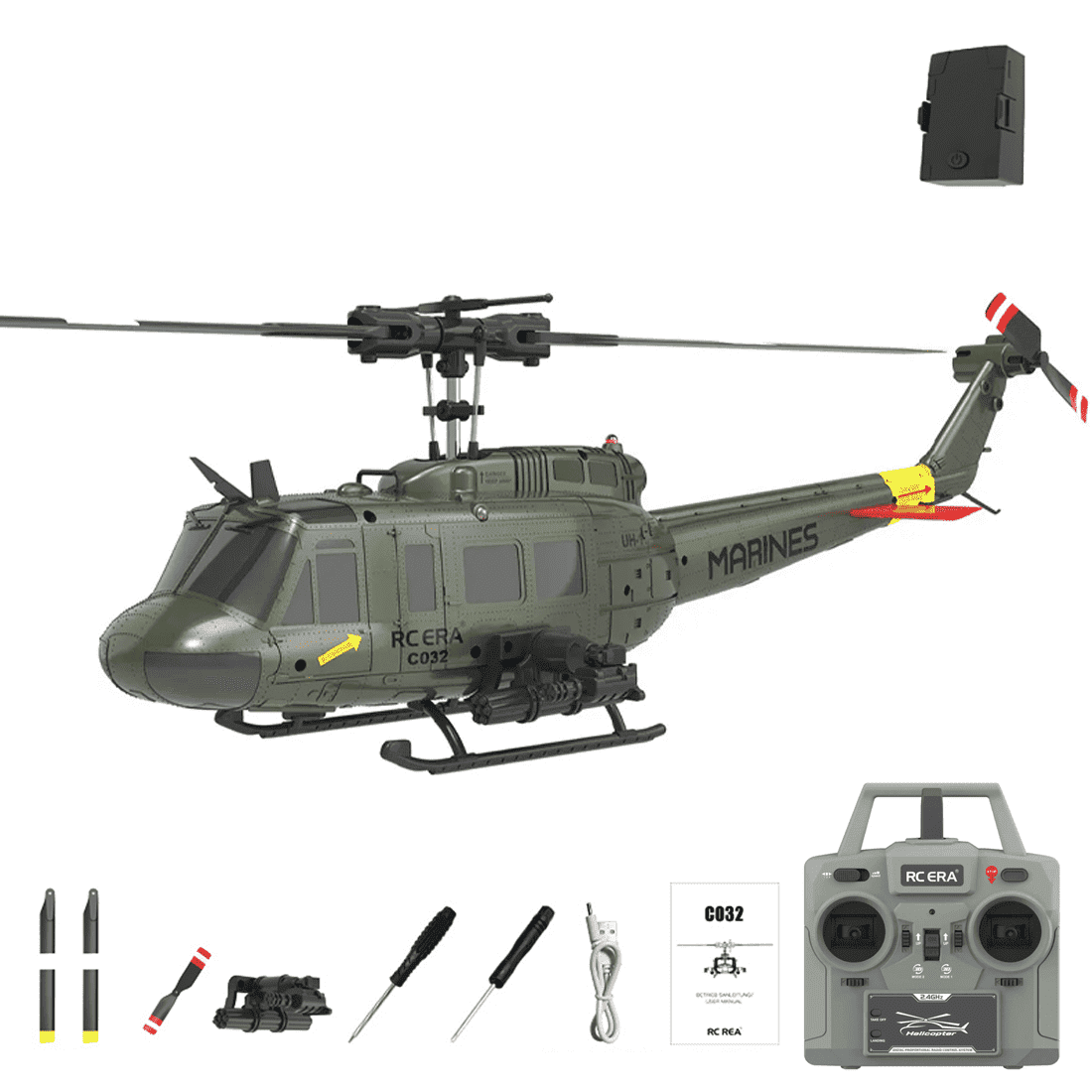 RC ERA C032 UH-1 Huey 6CH RC Helicopter for Adults, 1/48 Scale with 6 ...