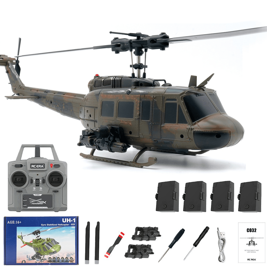 RC ERA C032 UH-1 Huey RC Helicopter, 6CH Flybarless Remote Control ...
